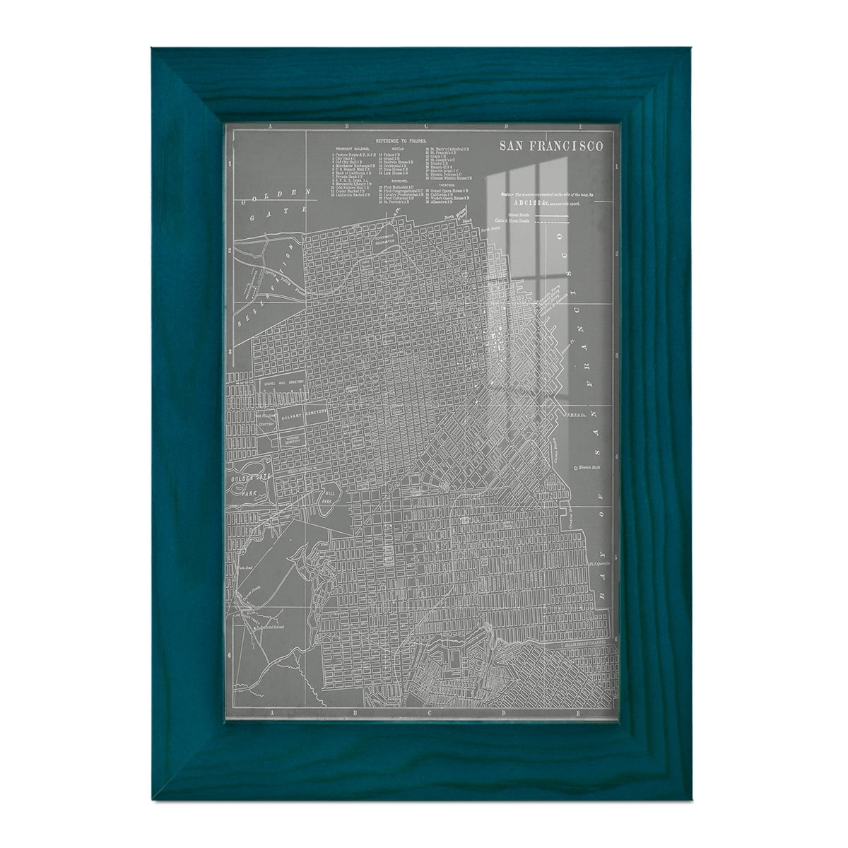 Wexford Home City Map of San Francisco Framed Print Ocean Blue Solid ...