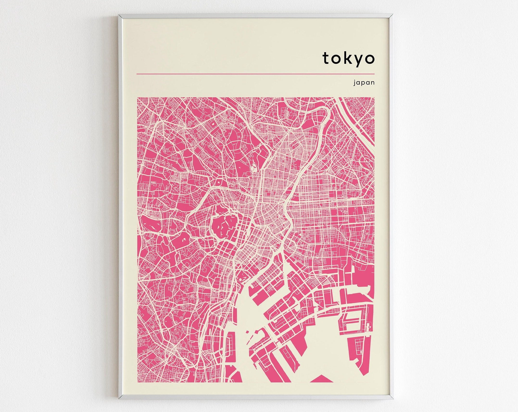 City Maps Posters and Prints Pink White Bangkok Hamburg Chicago San ...