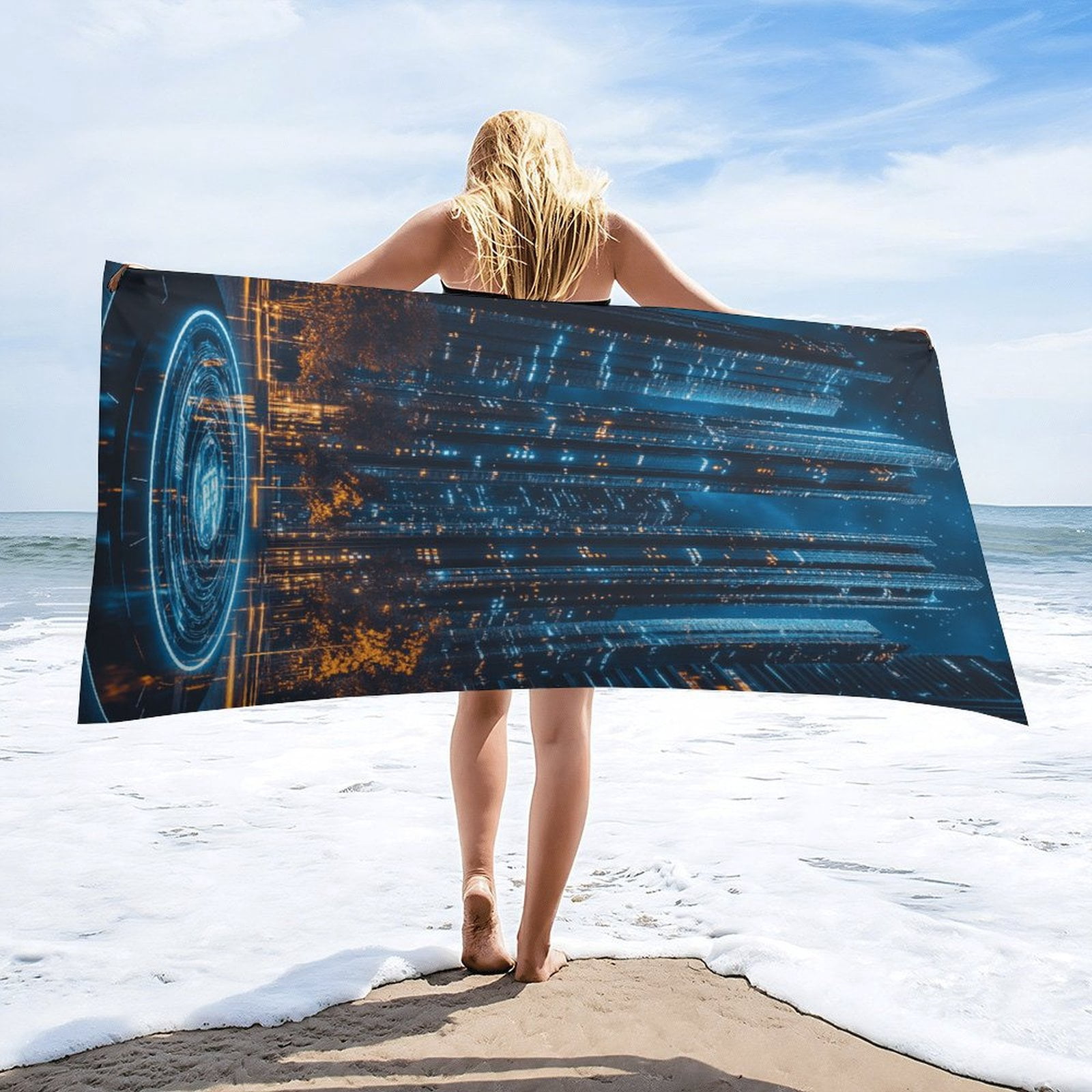 City Neon Streetview Night at Night Microfiber Beach Towel Lightweight ...