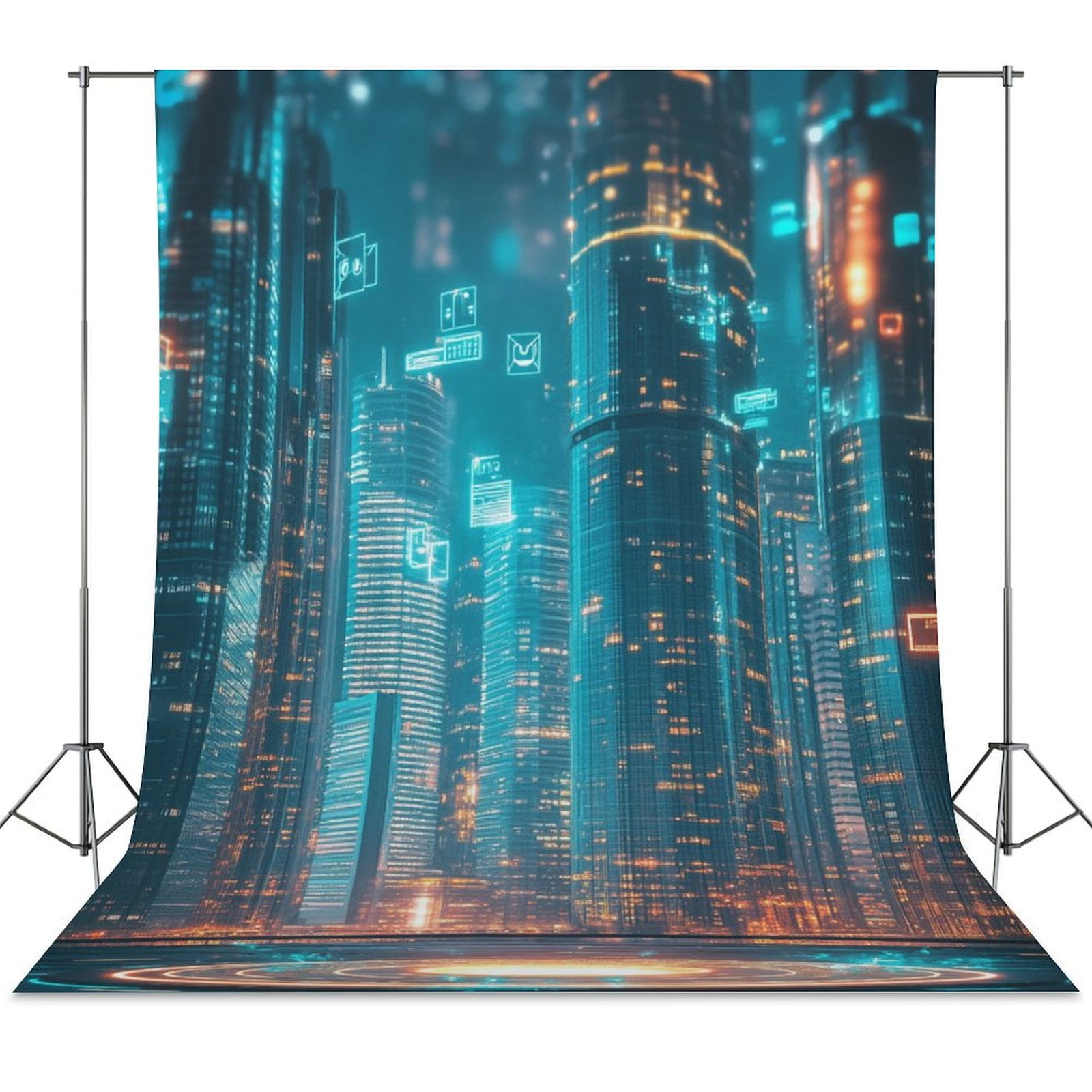 City Neon Streetview Night at Night Backdrops for Photography for Party ...