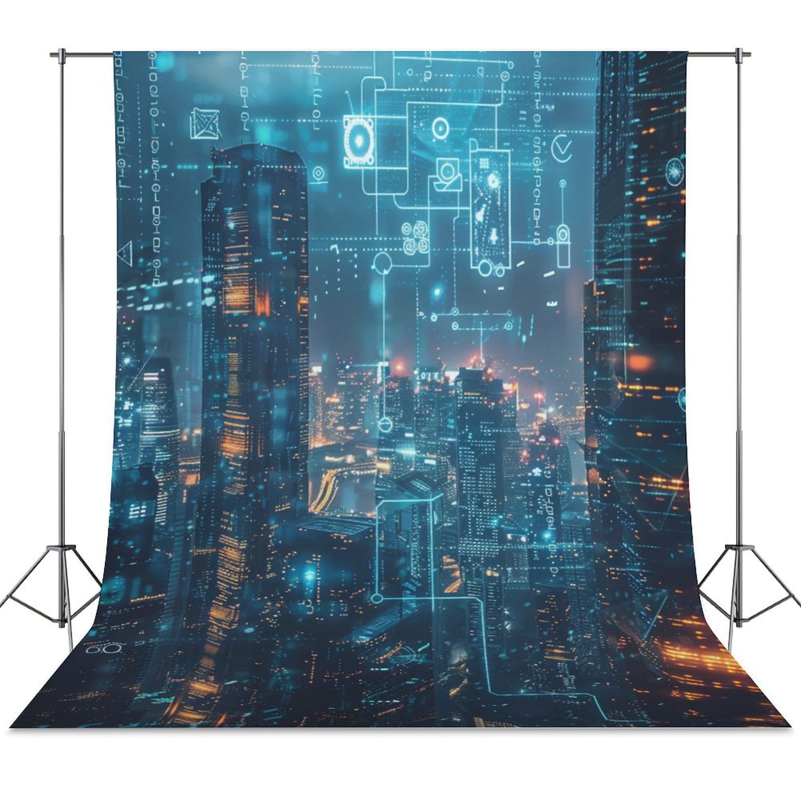 City Neon Streetview Night at Night Backdrops for Photography for Party ...