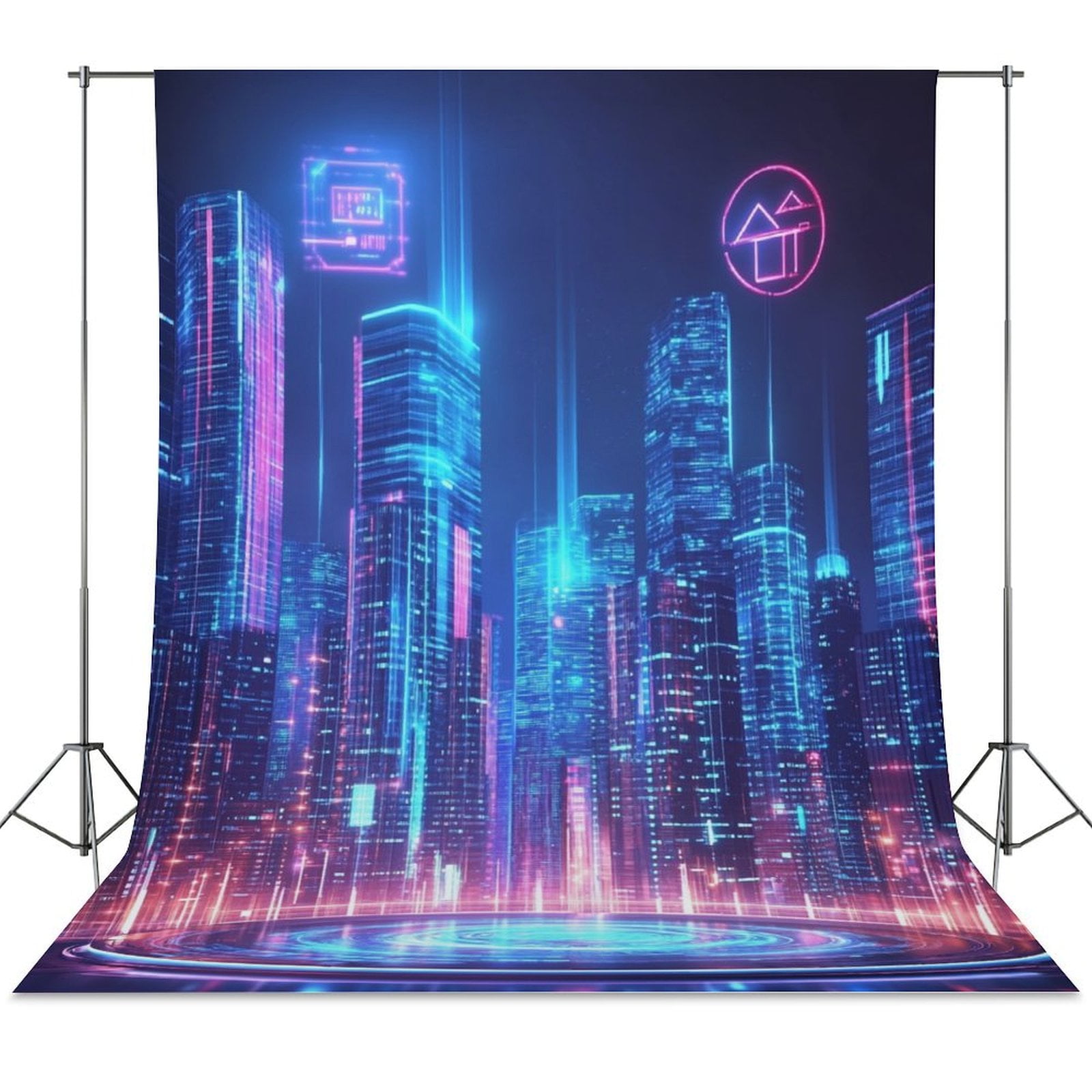 City Neon Streetview Night at Night Backdrops for Photography for Party ...