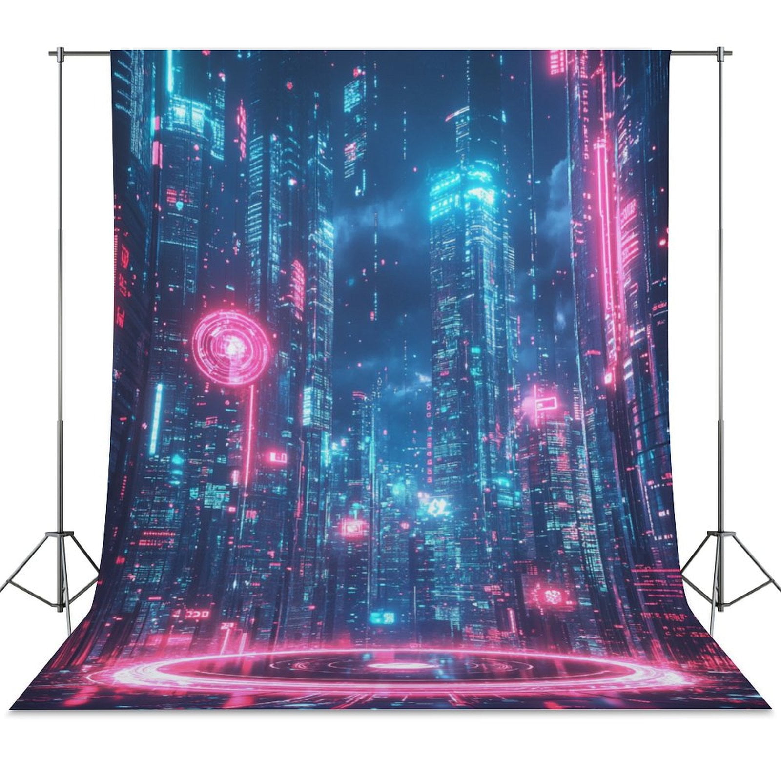 City Neon Streetview Night at Night Backdrops for Photography for Party ...