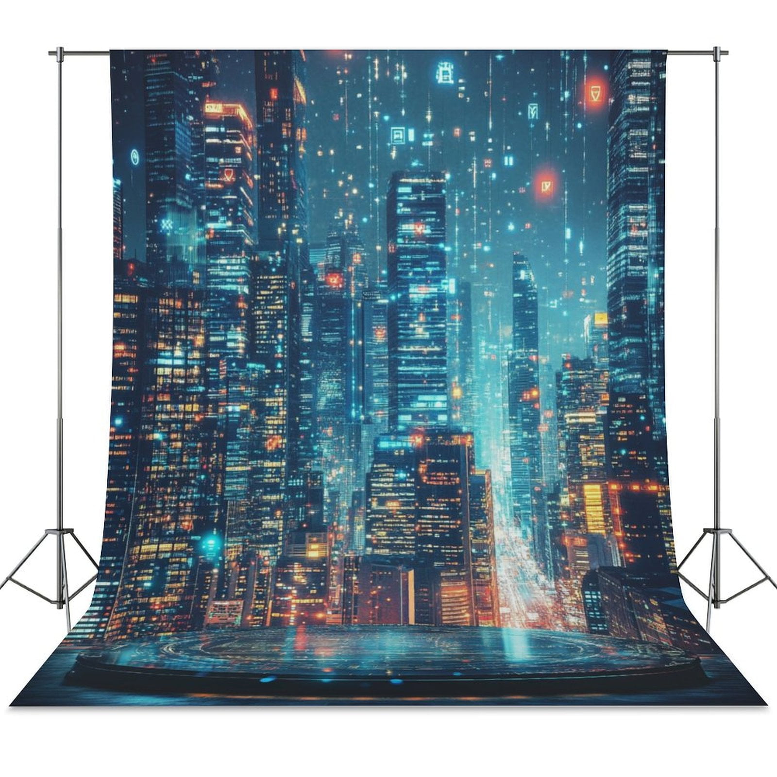 City Neon Streetview Night at Night Backdrops for Photography for Party ...