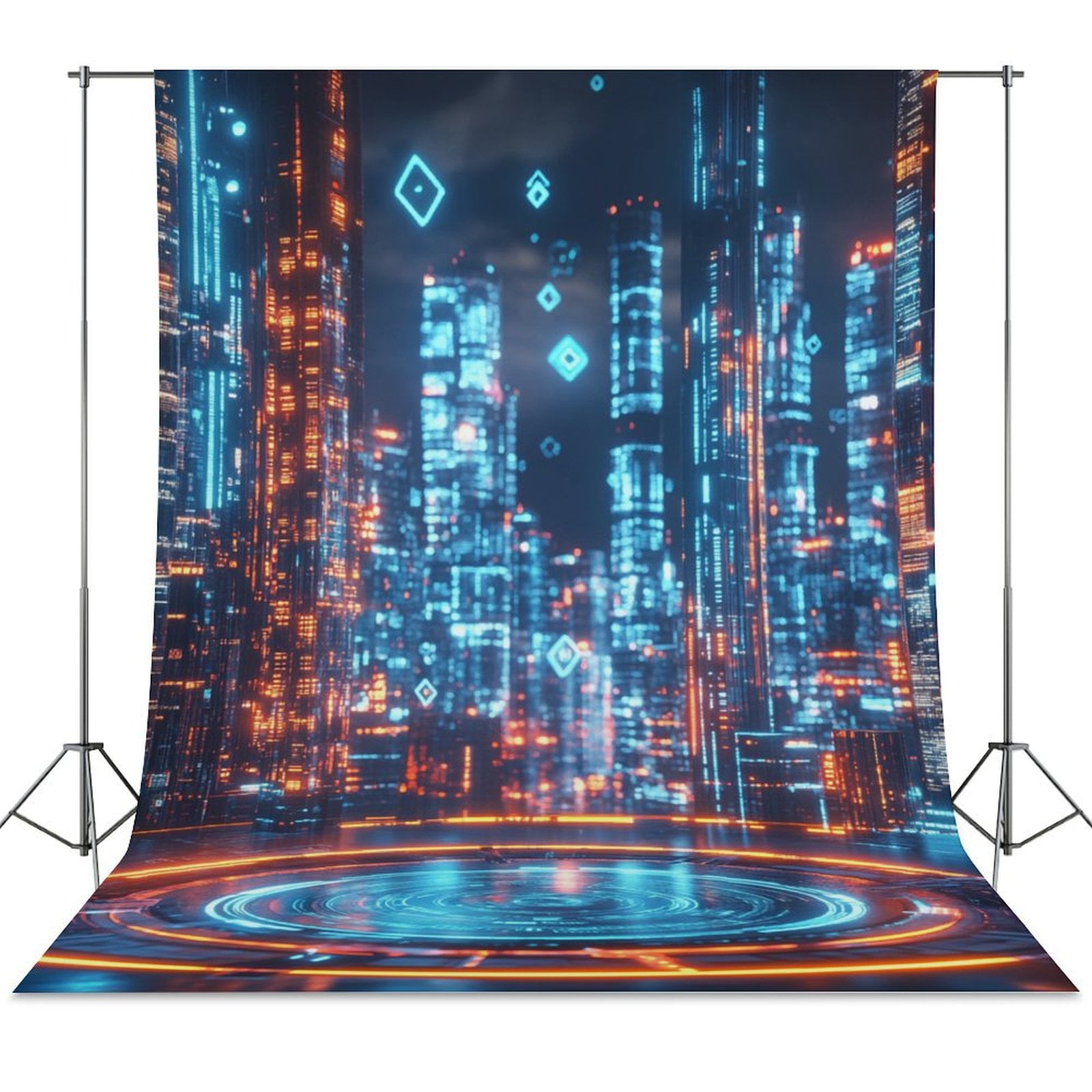 City Neon Streetview Night at Night Backdrops for Photography for Party ...