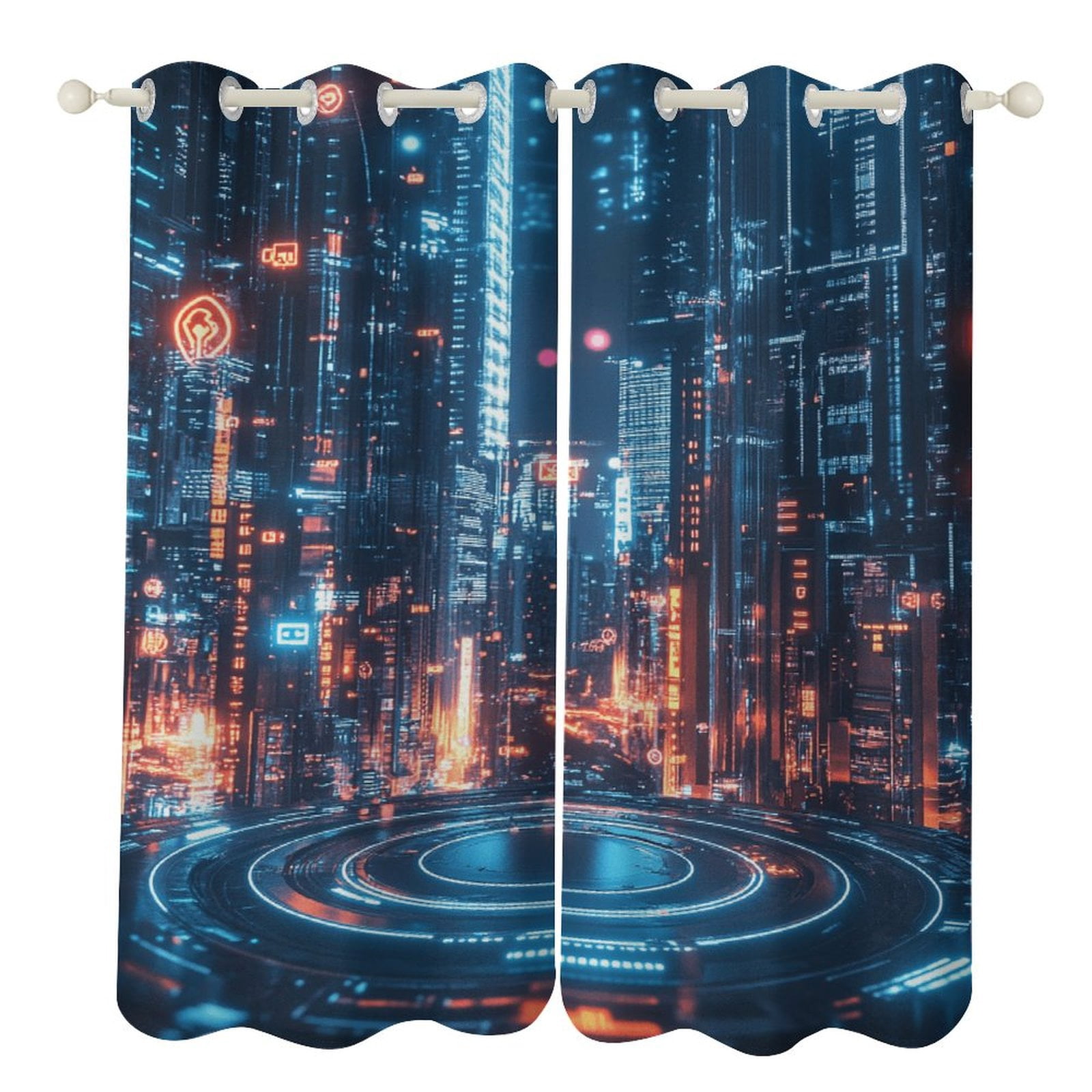 City Neon Streetview Night at Night Curtains Aesthetic Envrionmental ...