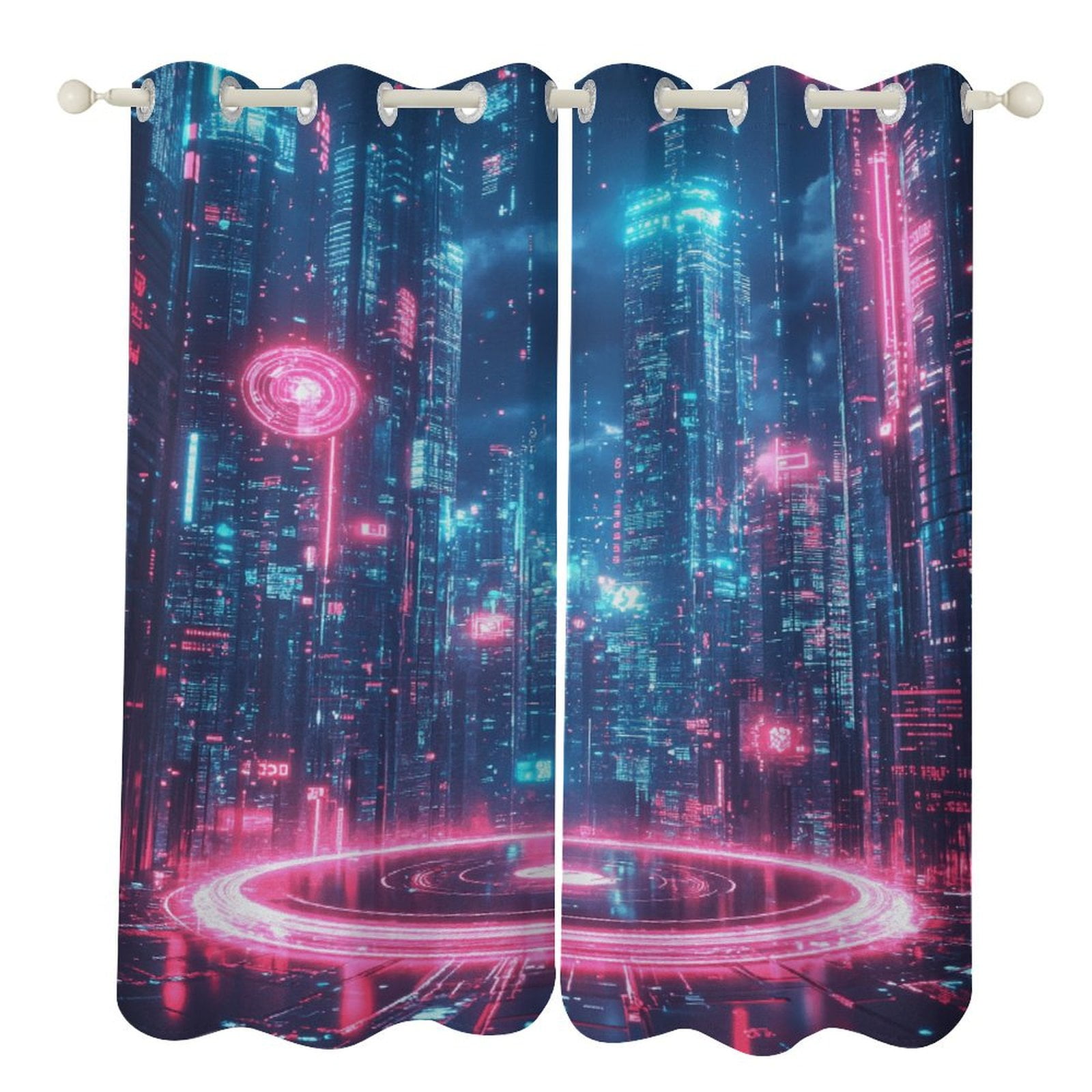 City Neon Streetview Night at Night Curtains Aesthetic Envrionmental ...