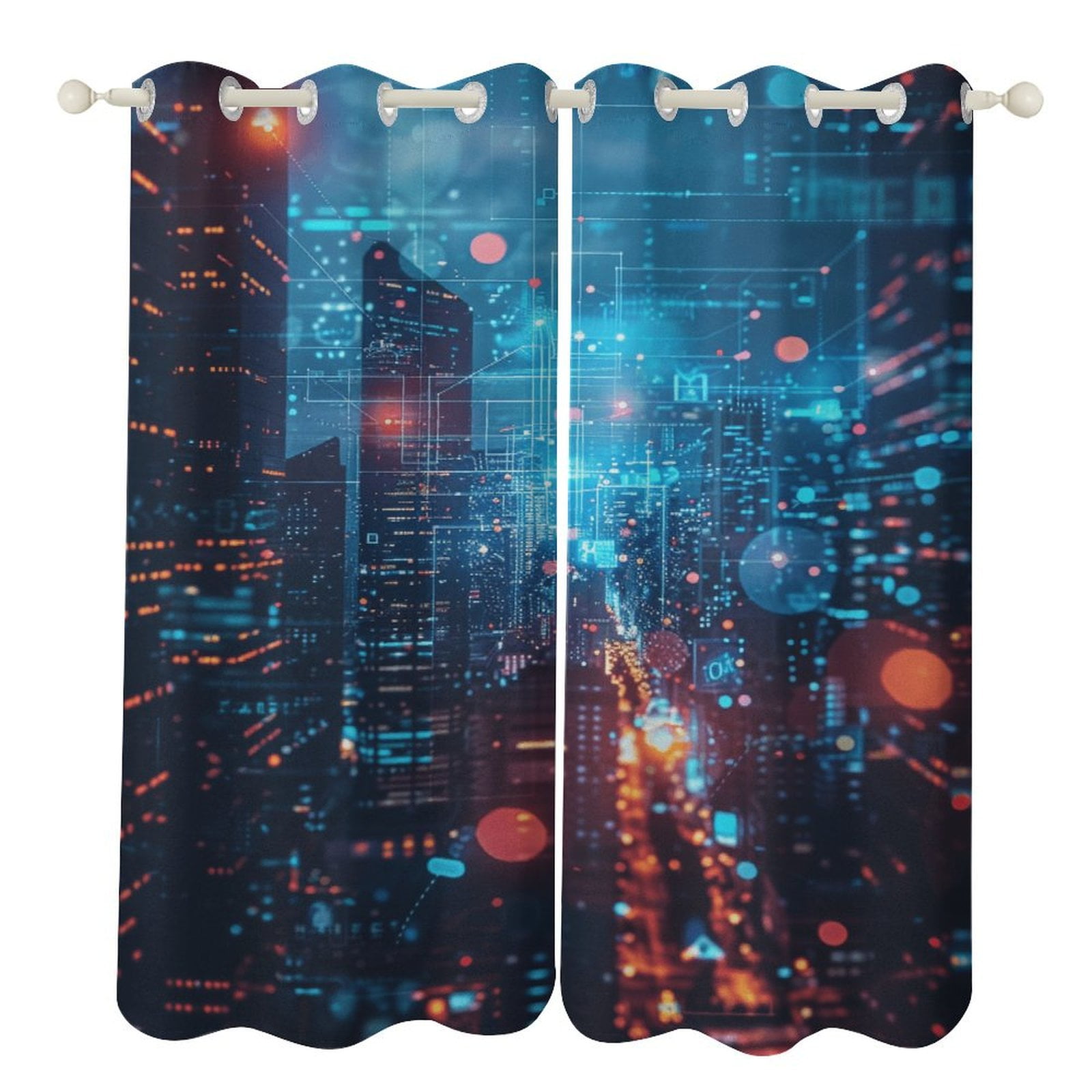 City Neon Streetview Night at Night Curtains Aesthetic Envrionmental ...