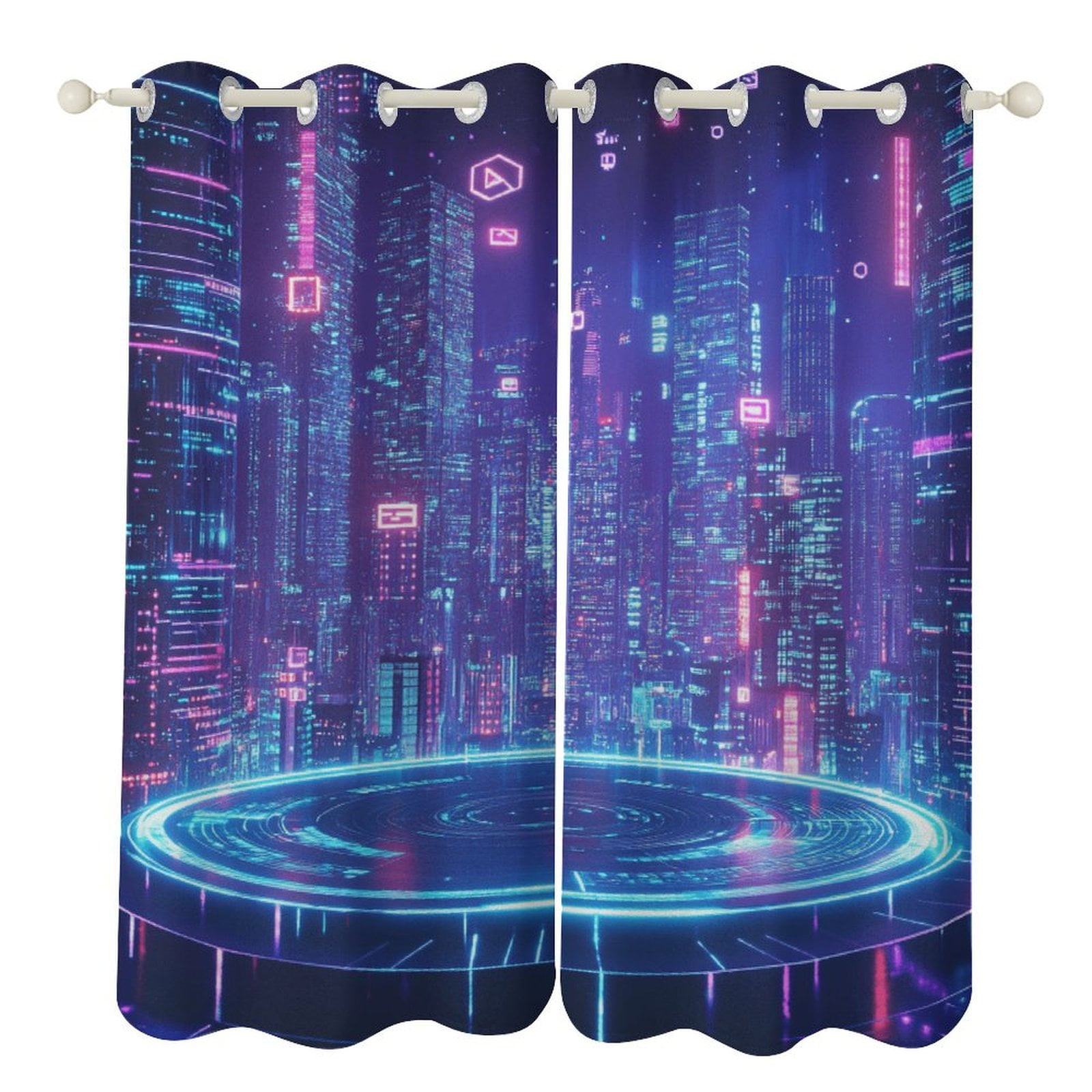 City Neon Streetview Night at Night Curtains Aesthetic Envrionmental ...