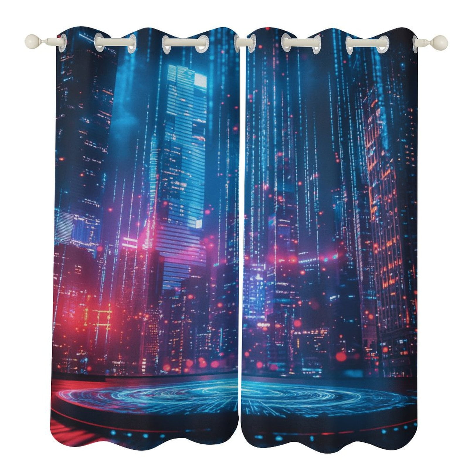 City Neon Streetview Night at Night Curtains Aesthetic Envrionmental ...