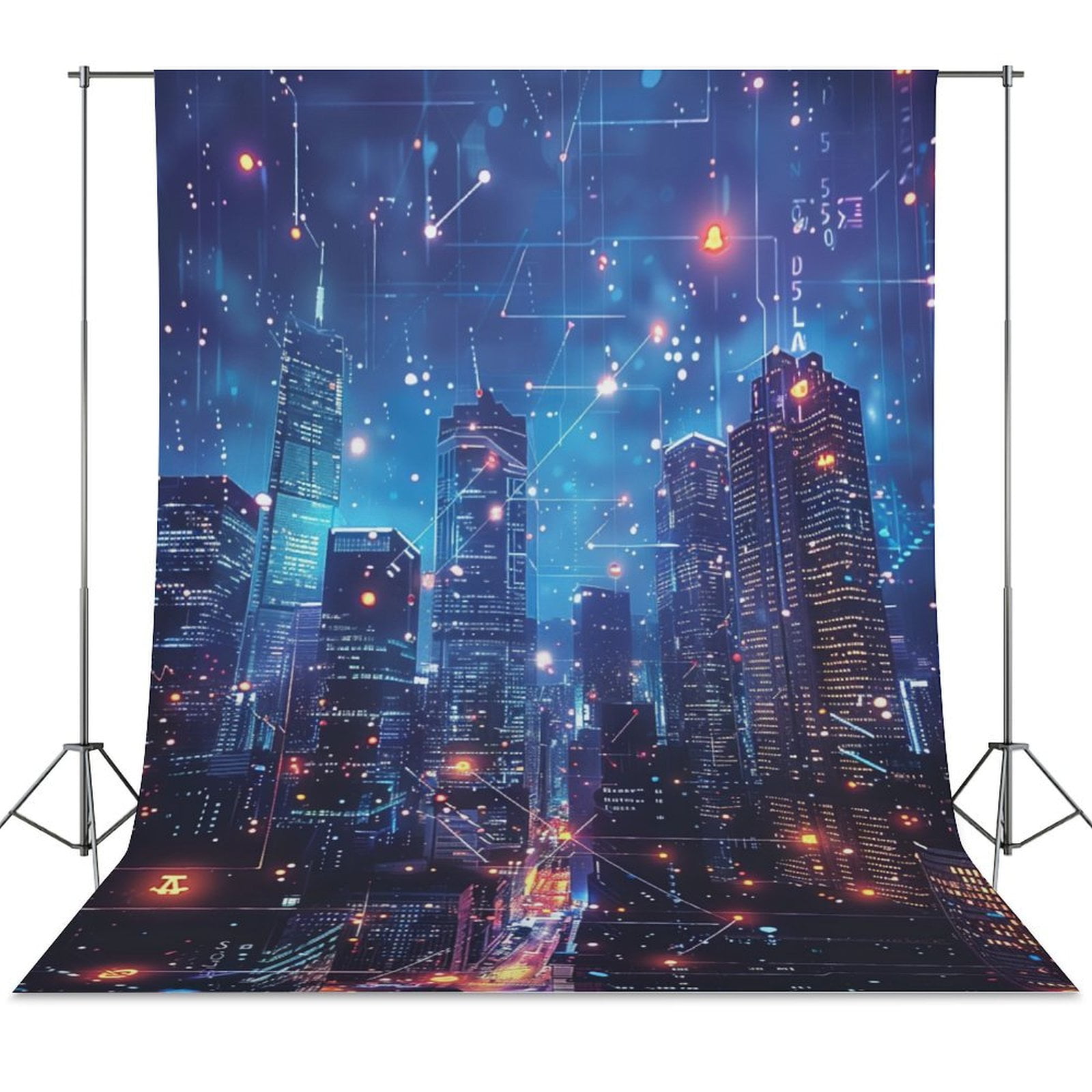 City Neon Streetview Night at Night Spring Wall Backdrop Background ...