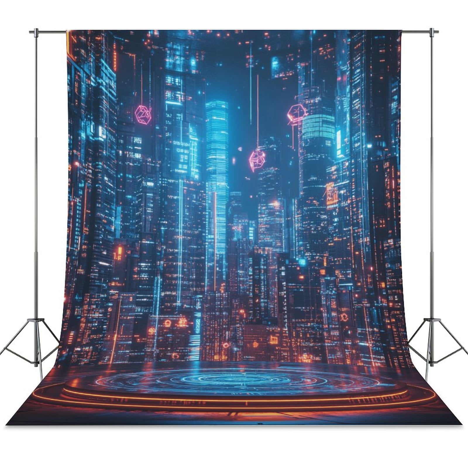 City Neon Streetview Night at Night Spring Wall Backdrop Background ...