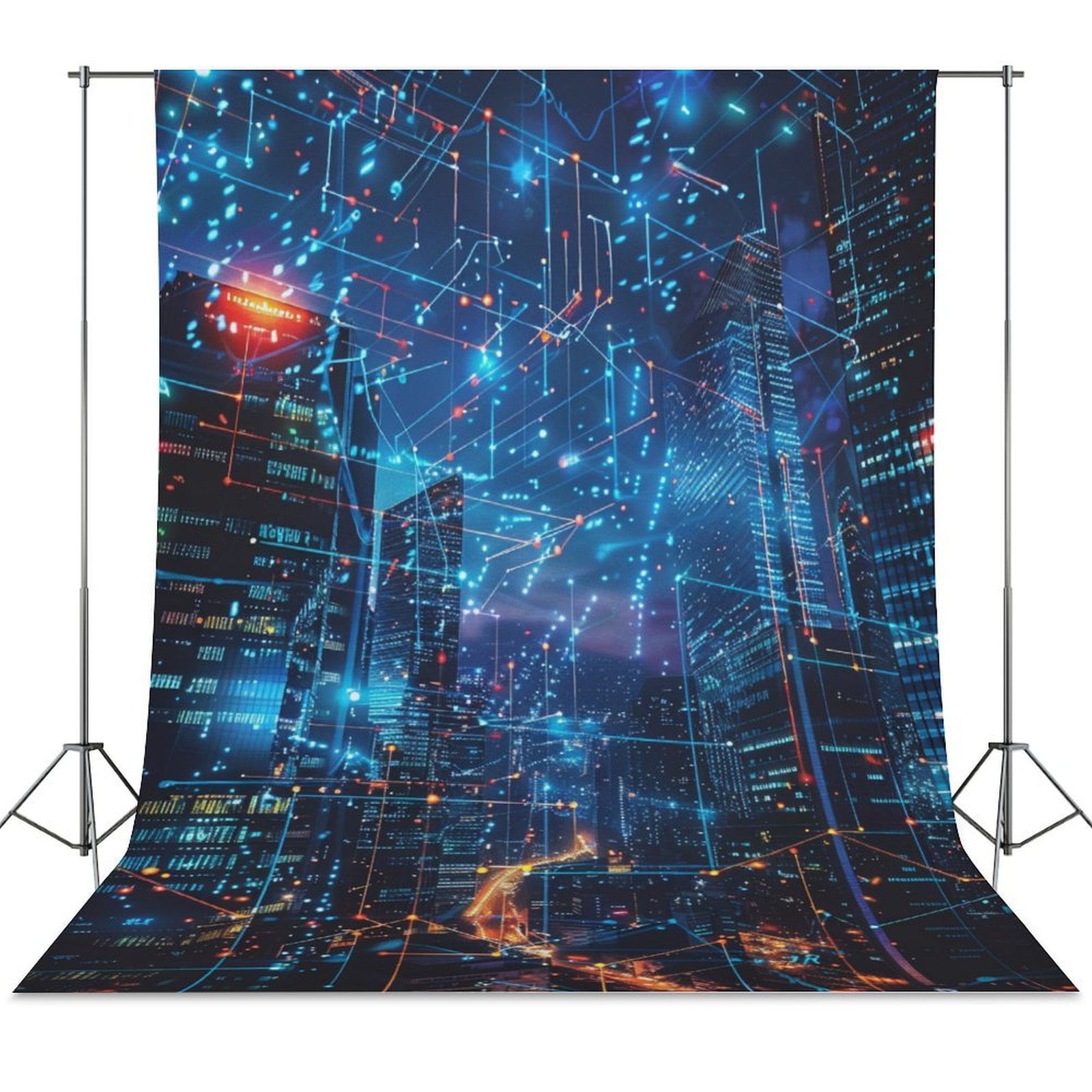 City Neon Streetview Night at Night Spring Wall Backdrop Background ...