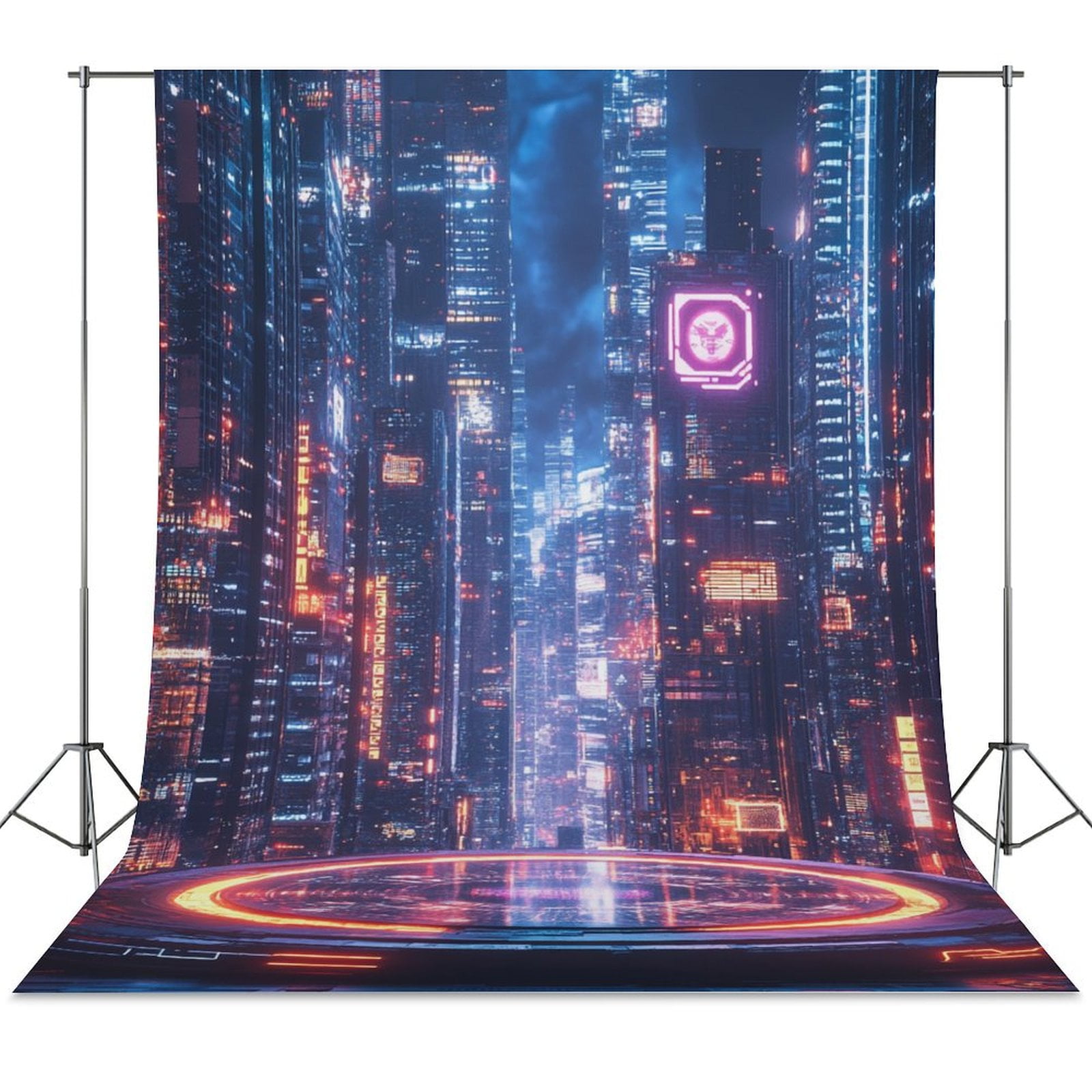 City Neon Streetview Night at Night Spring Wall Backdrop Background ...