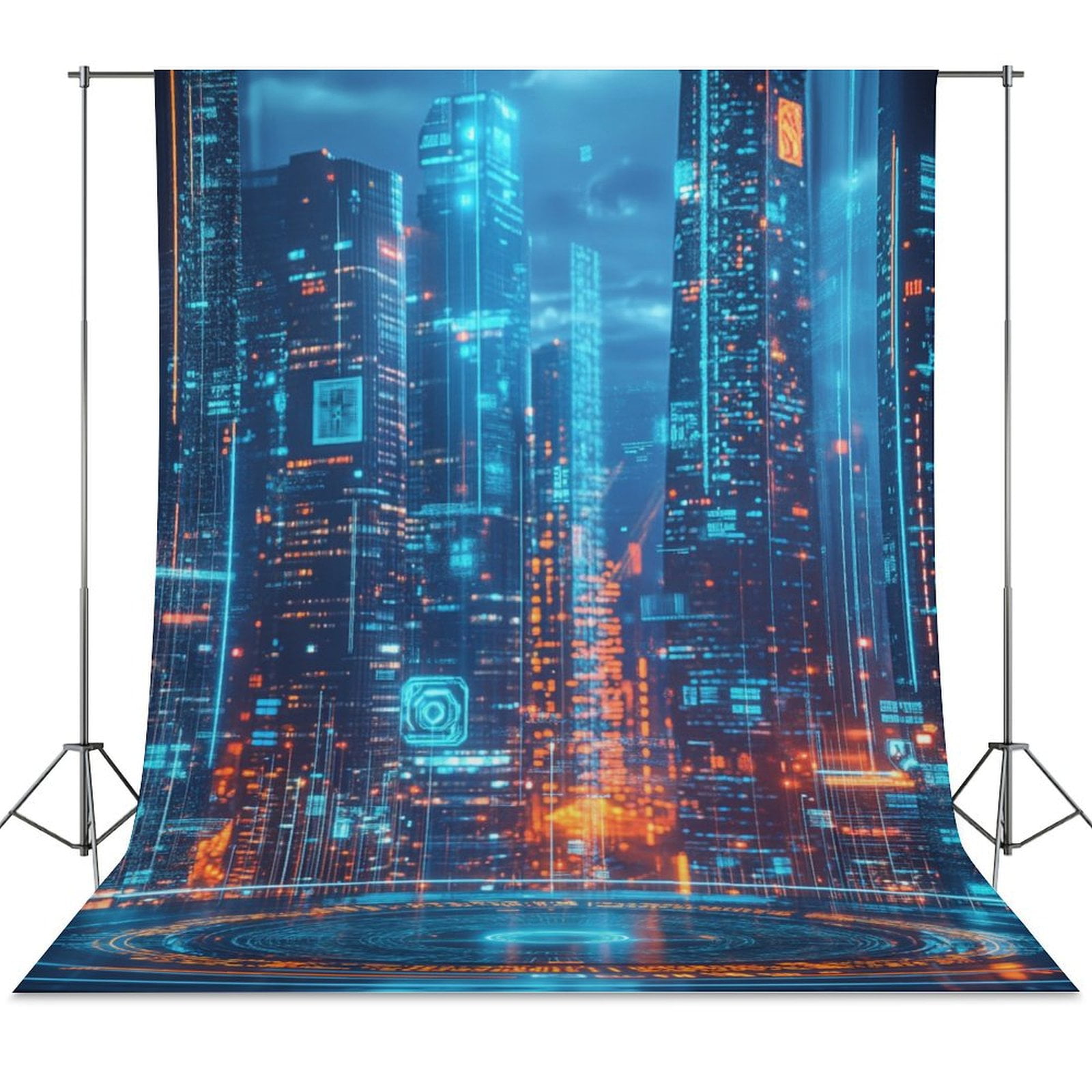 City Neon Streetview Night at Night Spring Wall Backdrop Background ...