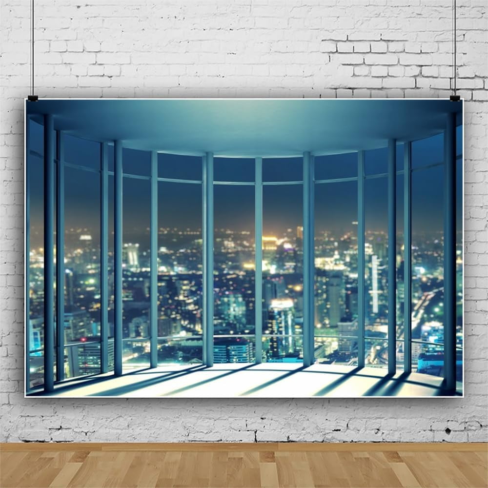 City Night Backdrop Photography Background Backdrop French Window New ...