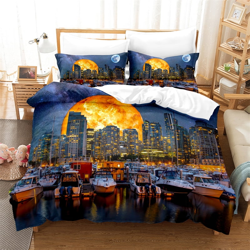 City Night Scene Bedding Set Duvet Cover Set 3d Bedding Digital ...