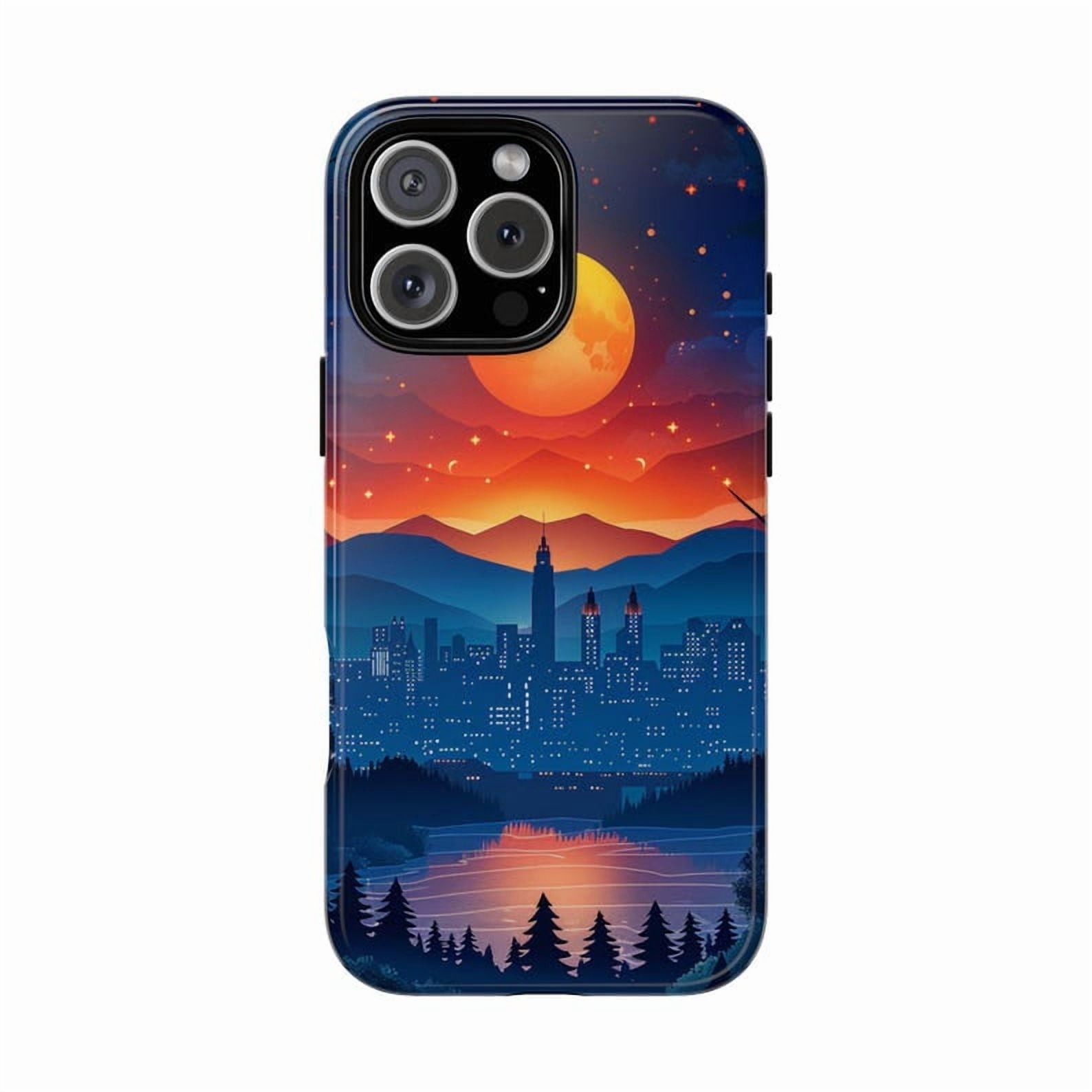 City Night Skyline Artwork Phone Case Urban Sunset View with iPhone 17 ...