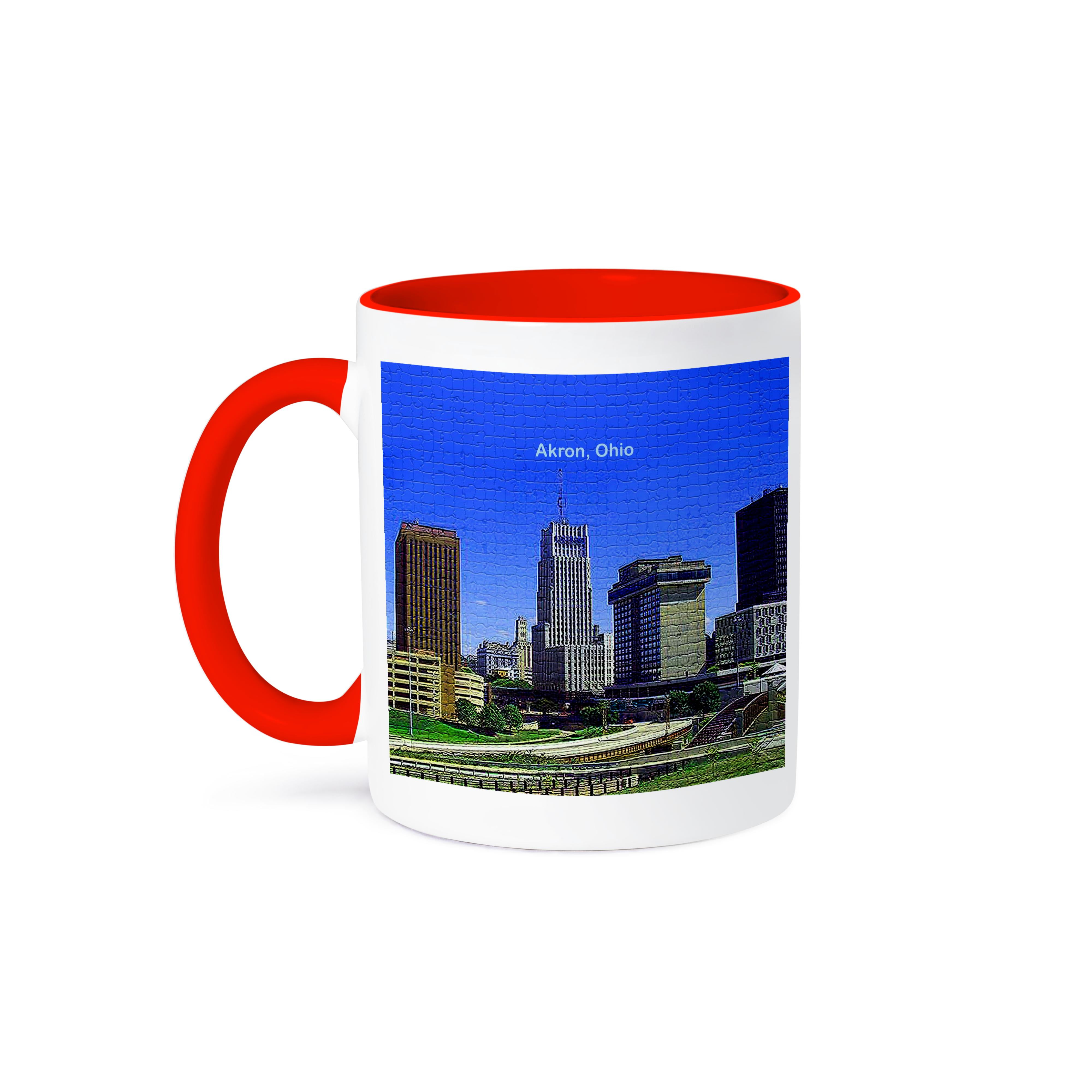 City Of Akron, Ohio (Mosaic), 11oz Two-Tone Red Mug - Walmart.com