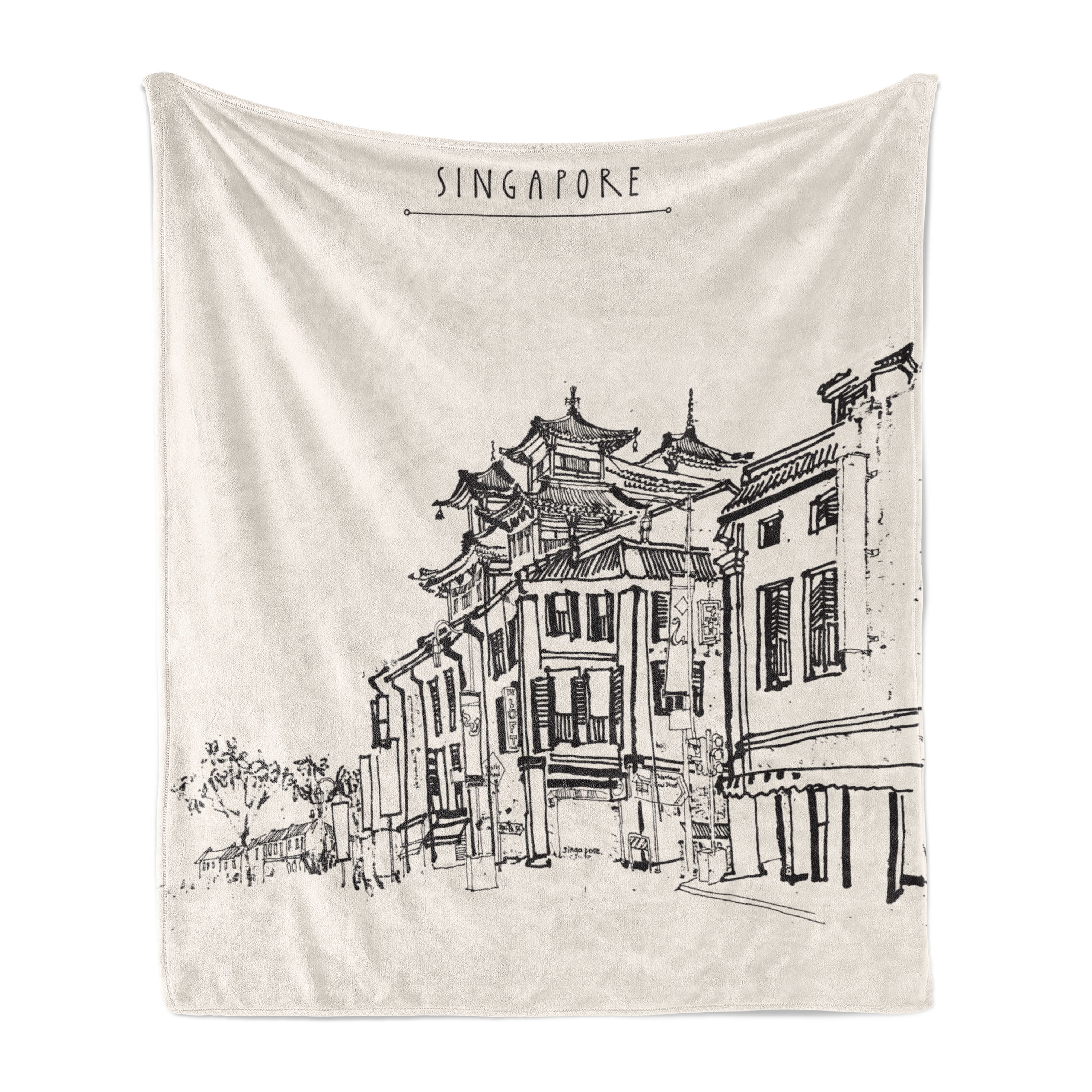 City Old Houses Soft Flannel Fleece Blanket, Singapore China Town ...