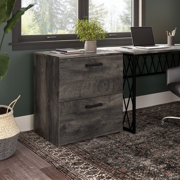 City Park 2 Drawer Lateral File Cabinet in Dark Gray Hickory ...