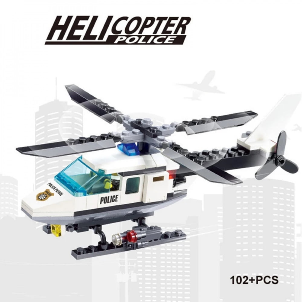 City Police Helicopter Car Plane Building Blocks MOC Classic Aircraft ...