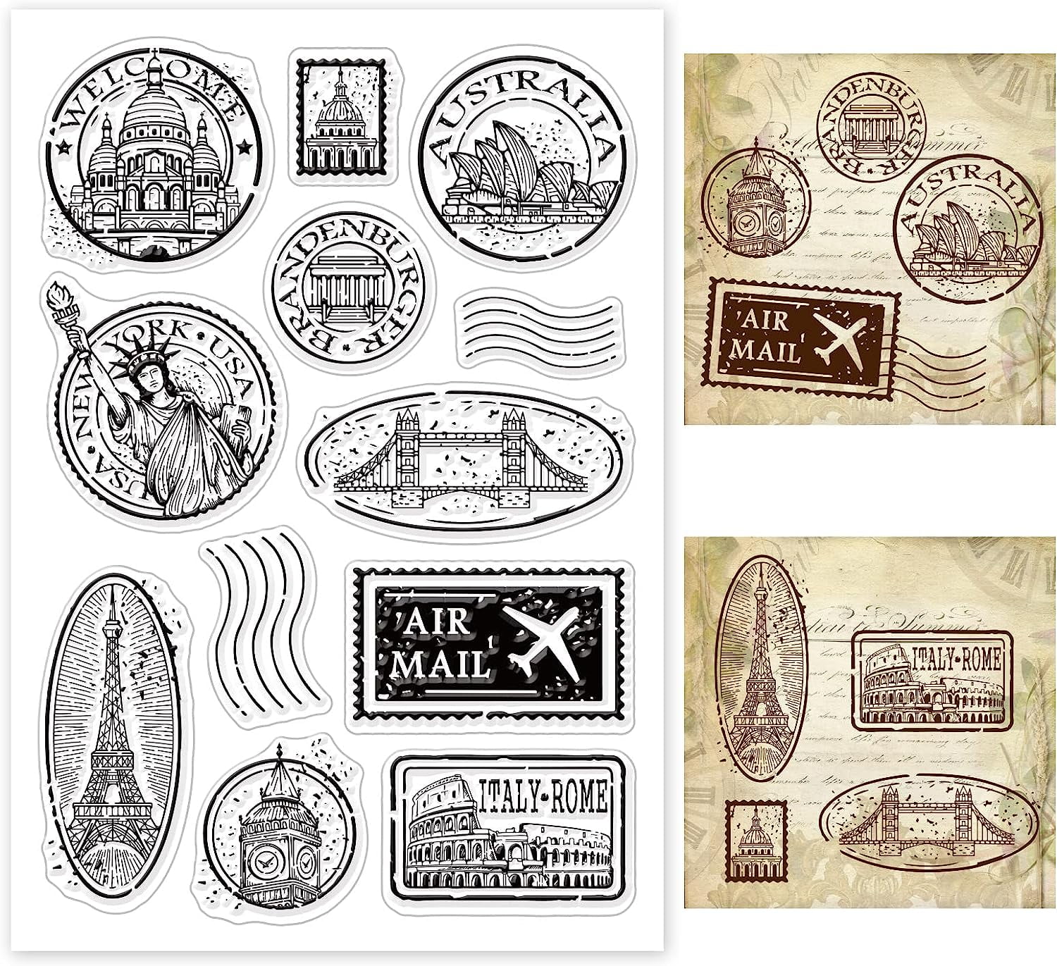 City Postmark Stamp Silicone Stamps Travel Postage Journey Pattern ...