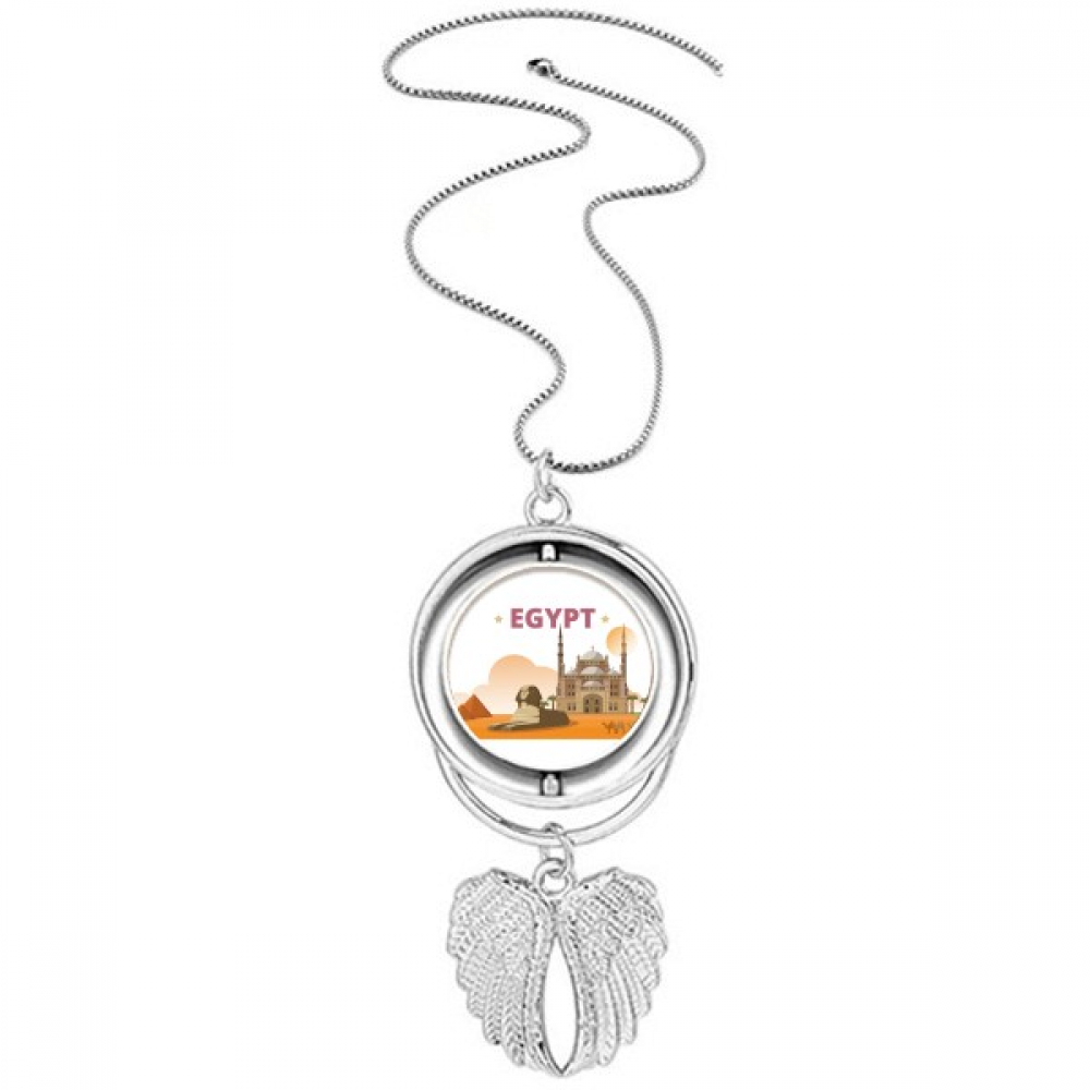City Pyrad Sphinx Egypt Pendant Angel Wings Rotating Necklace Jewelry ...