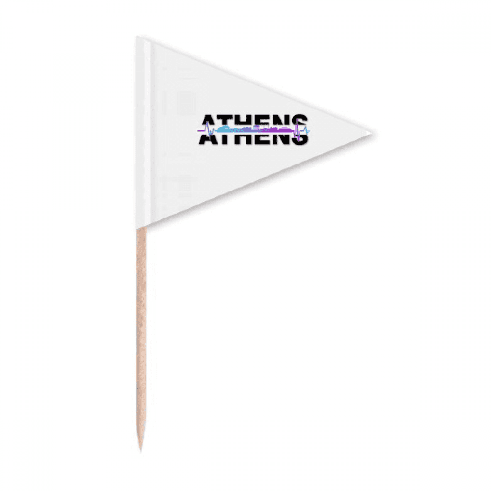 City Radio Athens Building Toothpick Triangle Cupcake Toppers Flag ...