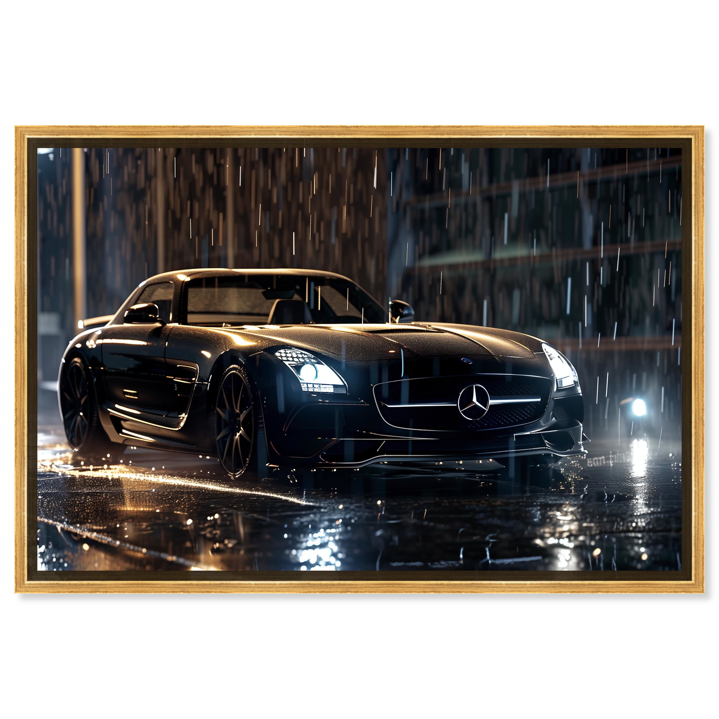 City Rain Drive Black And White Canvas Wall Art Prints For Men by ...