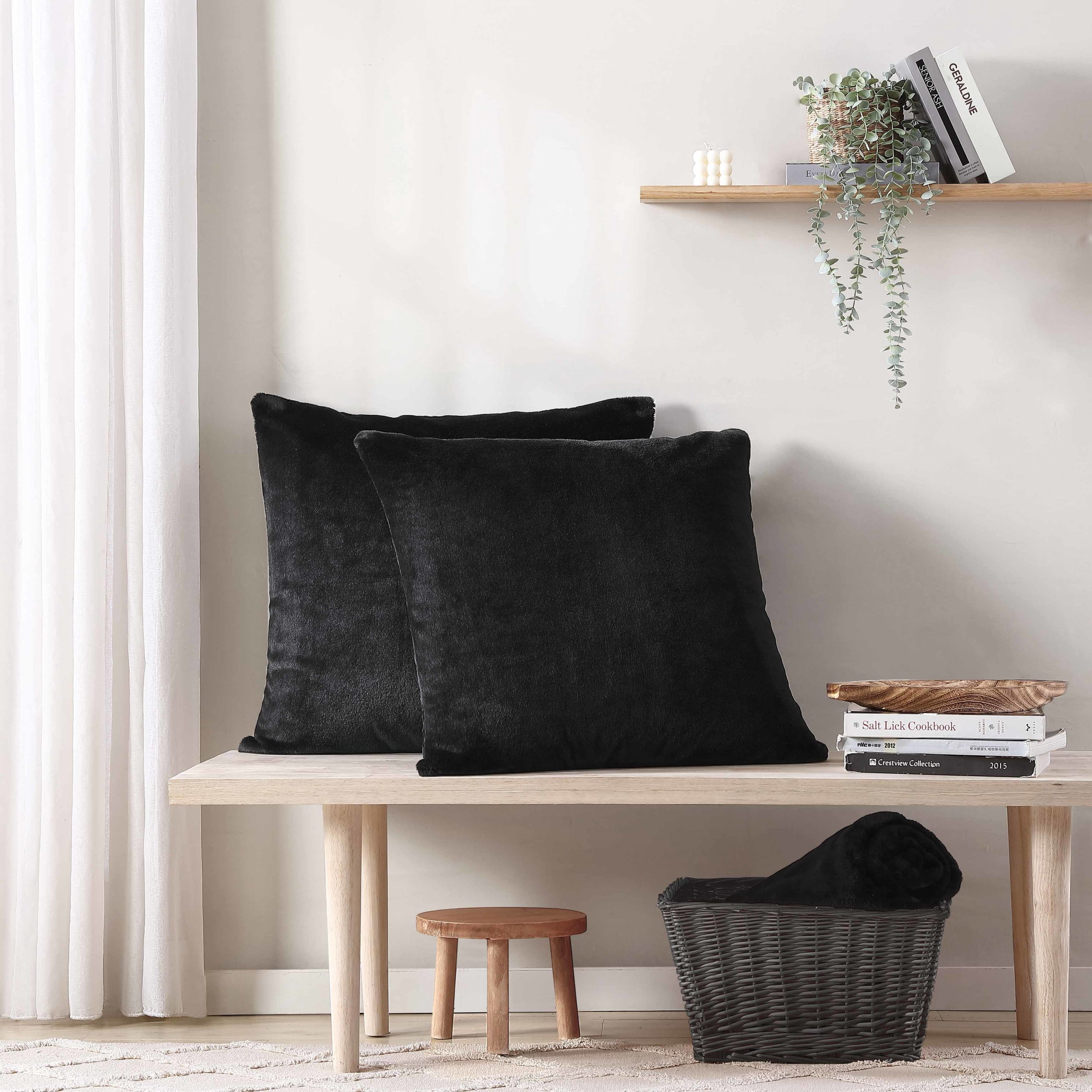 City Scene Solid Black Faux Fur European Sham Pair - Walmart.com