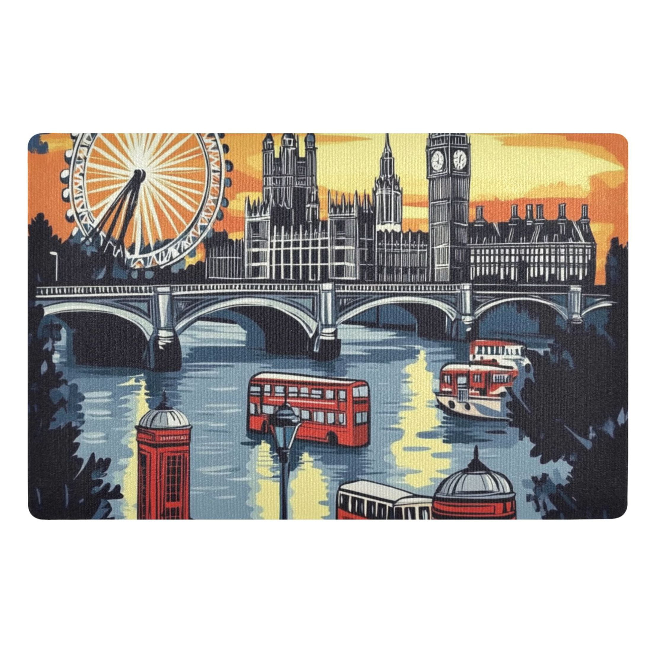 City Scenery at Night Floor Door Mat Outdoor Indoor for Home Entrance ...