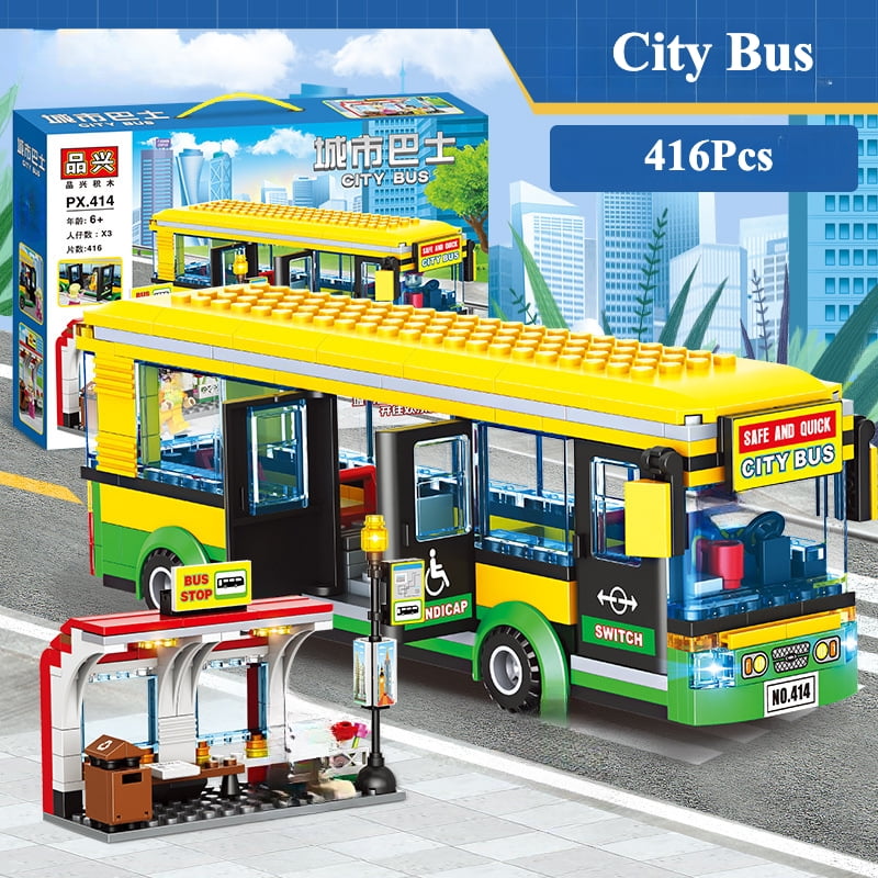 City Series Passenger Bus Building Block Double Deckers Travel Bus Classic Creative Bricks DIY ...