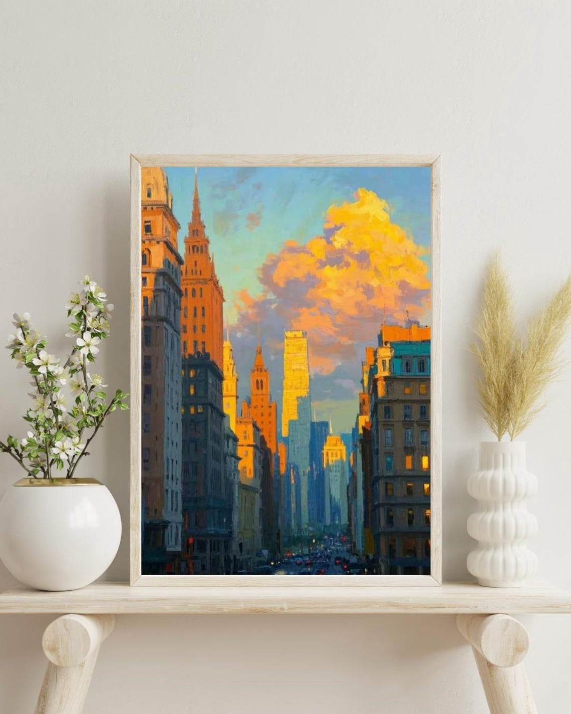 City Skyline At Sunset Werner Bronkhorst Style Graphic Poster Unframed ...