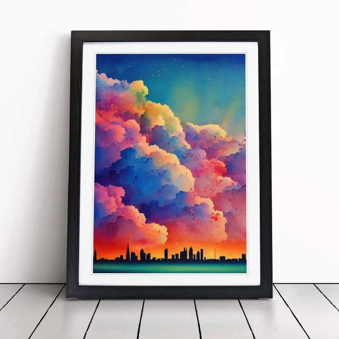 City Skyline Clouds No.5 Wall Art Print Poster Art Home Decor Vintage ...