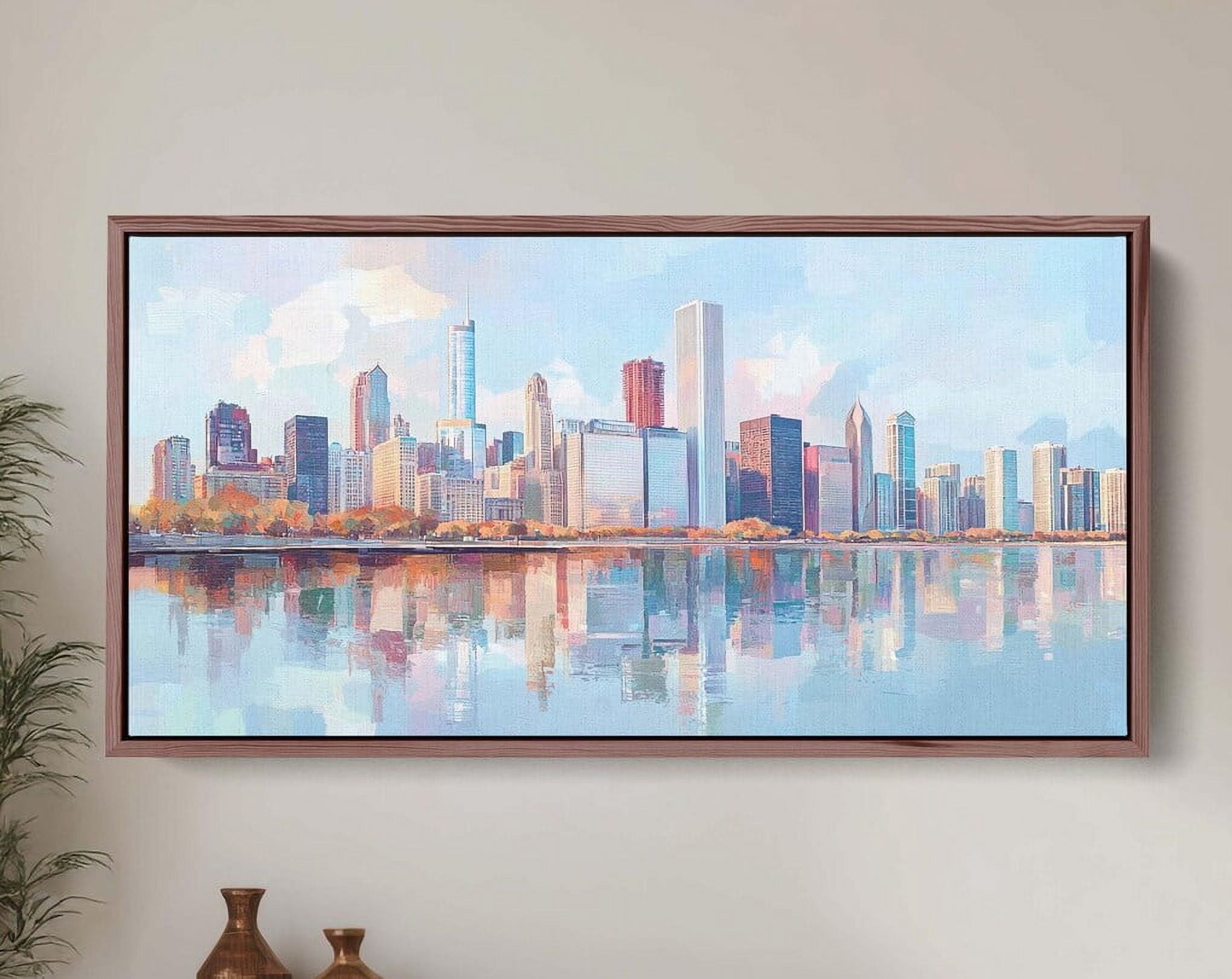 City Skyline Print, Urban City, Waterfront Buildings ,Decor For Living ...