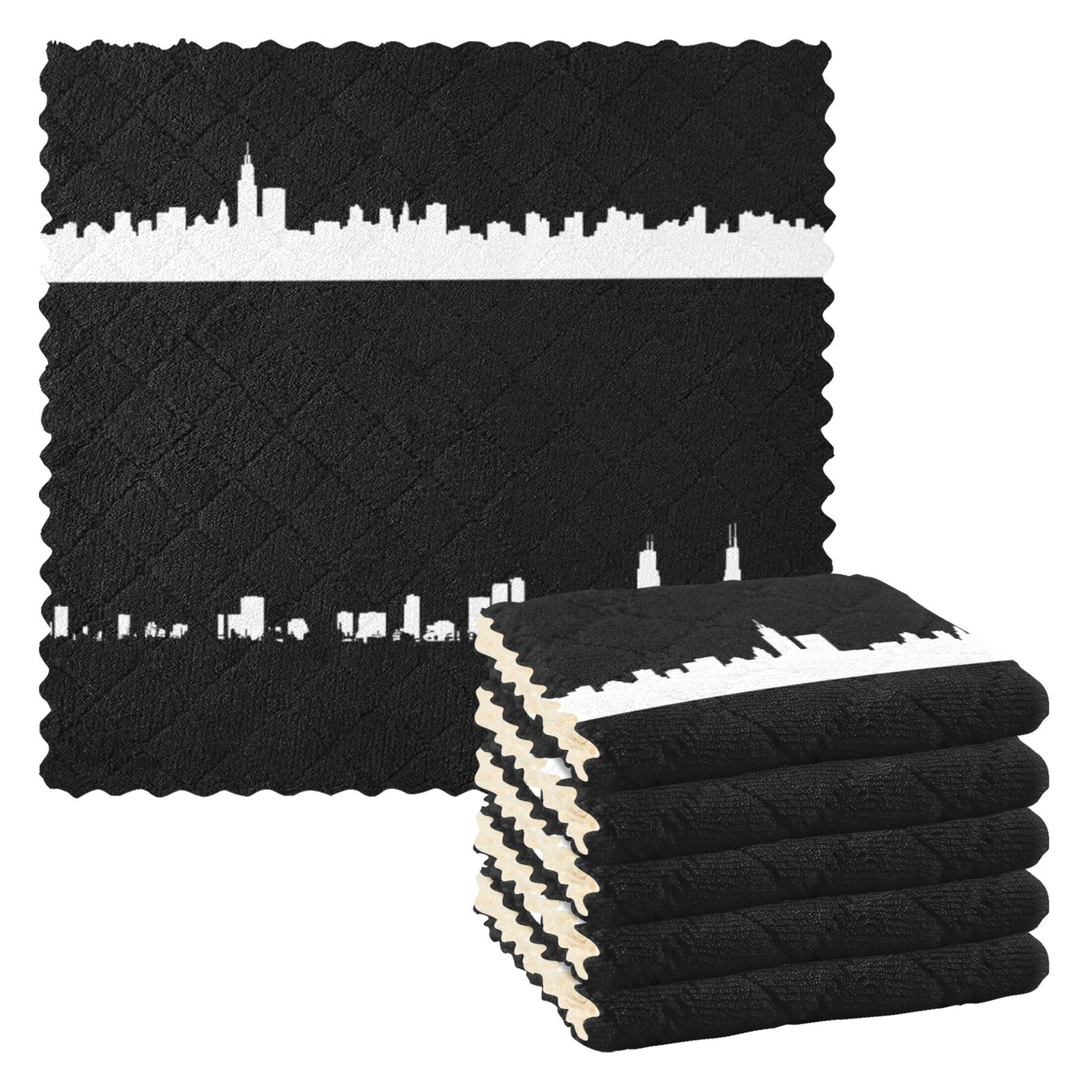 City Skyline Silhouette 6 Pack Kitchen Cleaning Cloths 11'' x 11 ...