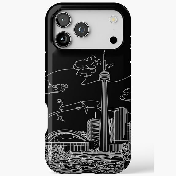 City Skyline with Sailboat Scenic Art iPhone Case 17 16 15 14 13 12 11 ...