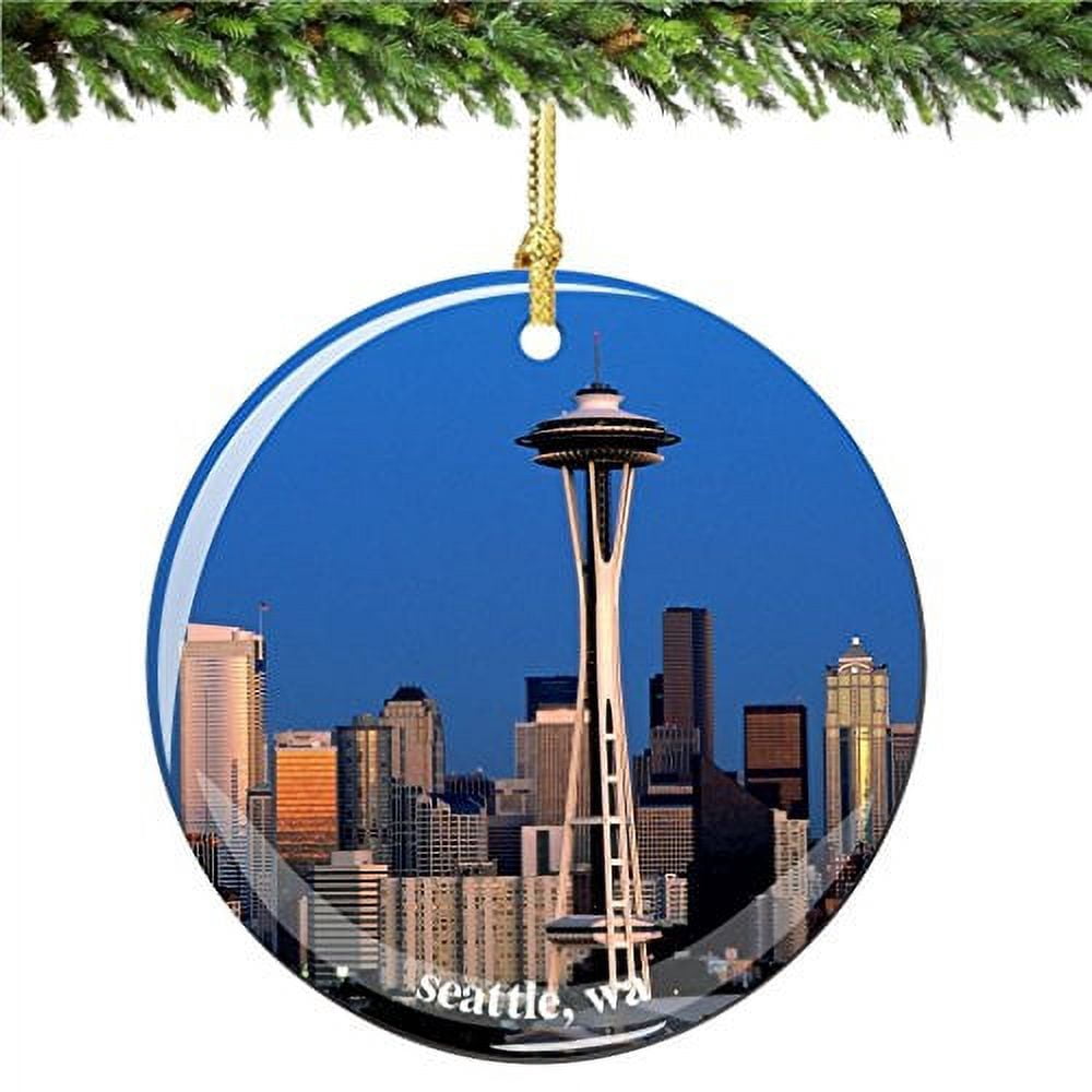 City-Souvenirs Seattle Christmas Ornament, Porcelain 2.75' Double Sided ...