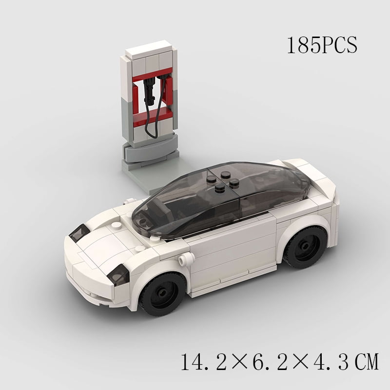 City Speed Champions MOC Car Tesla Model 3 Brick Vehicle Set Racing ...