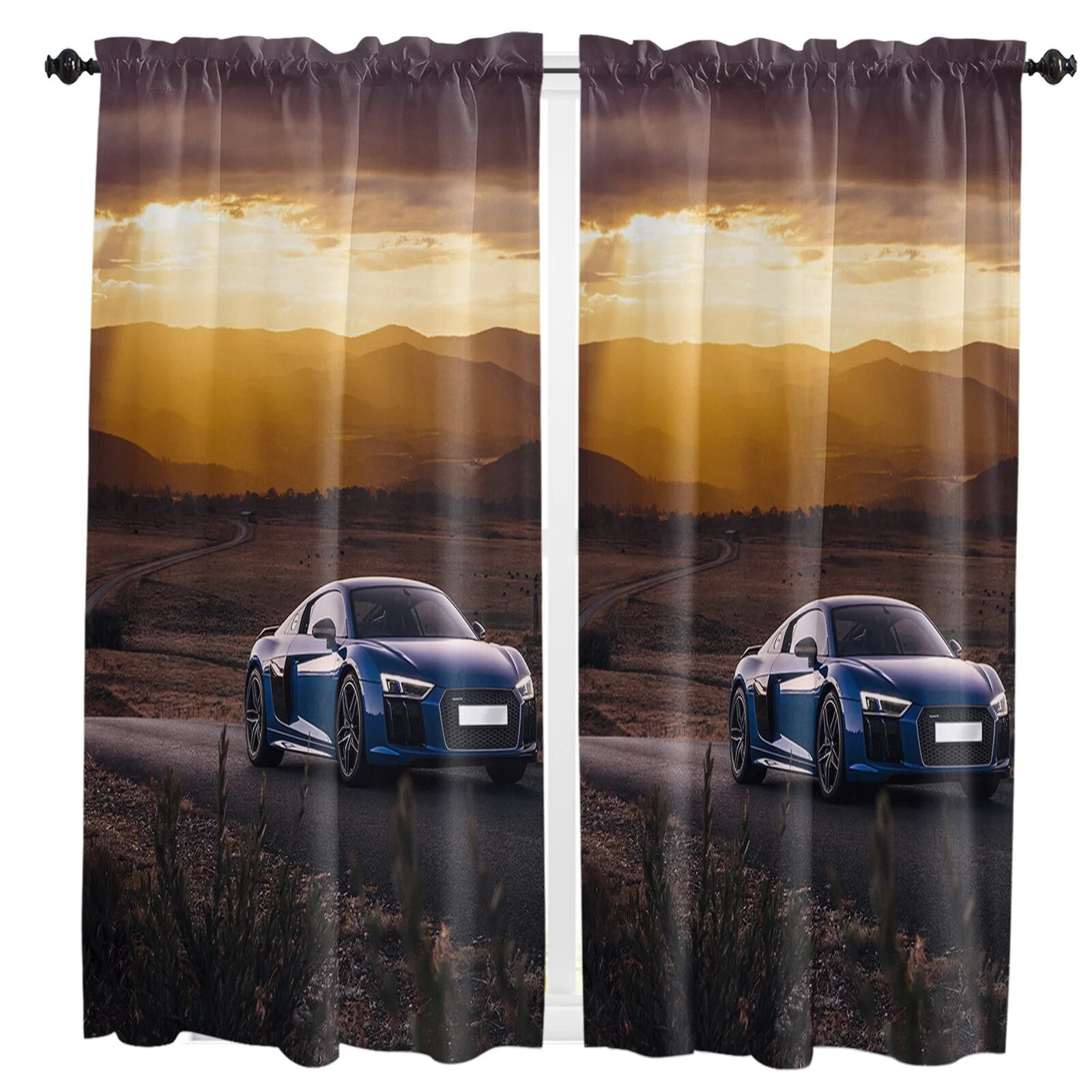 City Sports Car Curtains For Living Room Kitchen Curtain Bedroom ...