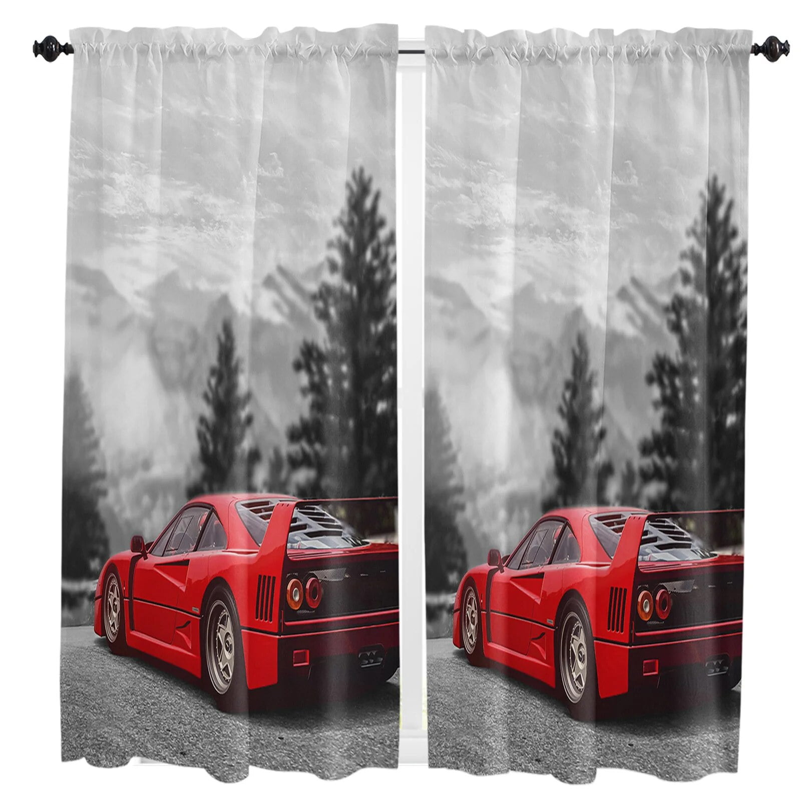 City Sports Car Curtains For Living Room Kitchen Curtain Bedroom ...