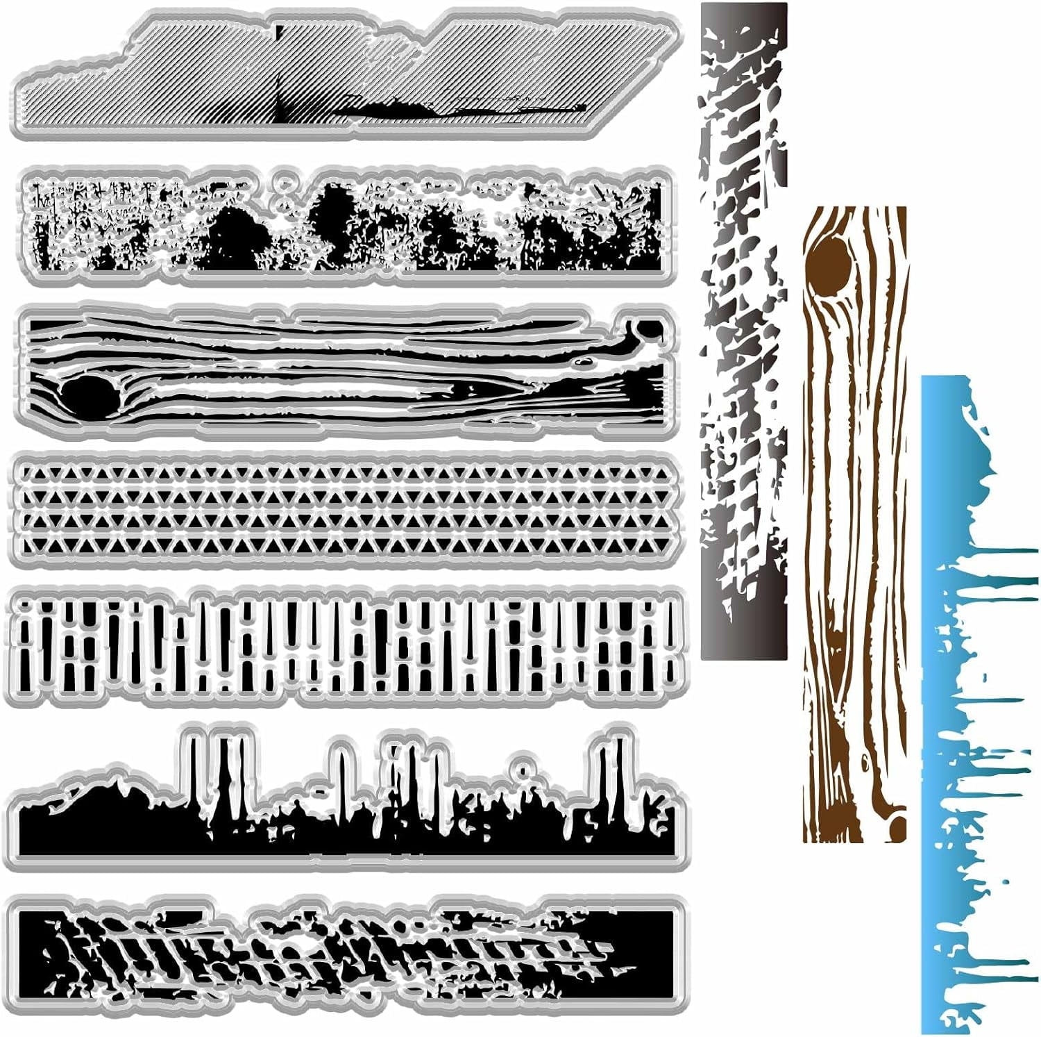 City Stamps Clear Stamp Sheets Silicone Transparent Vintage Town Border ...