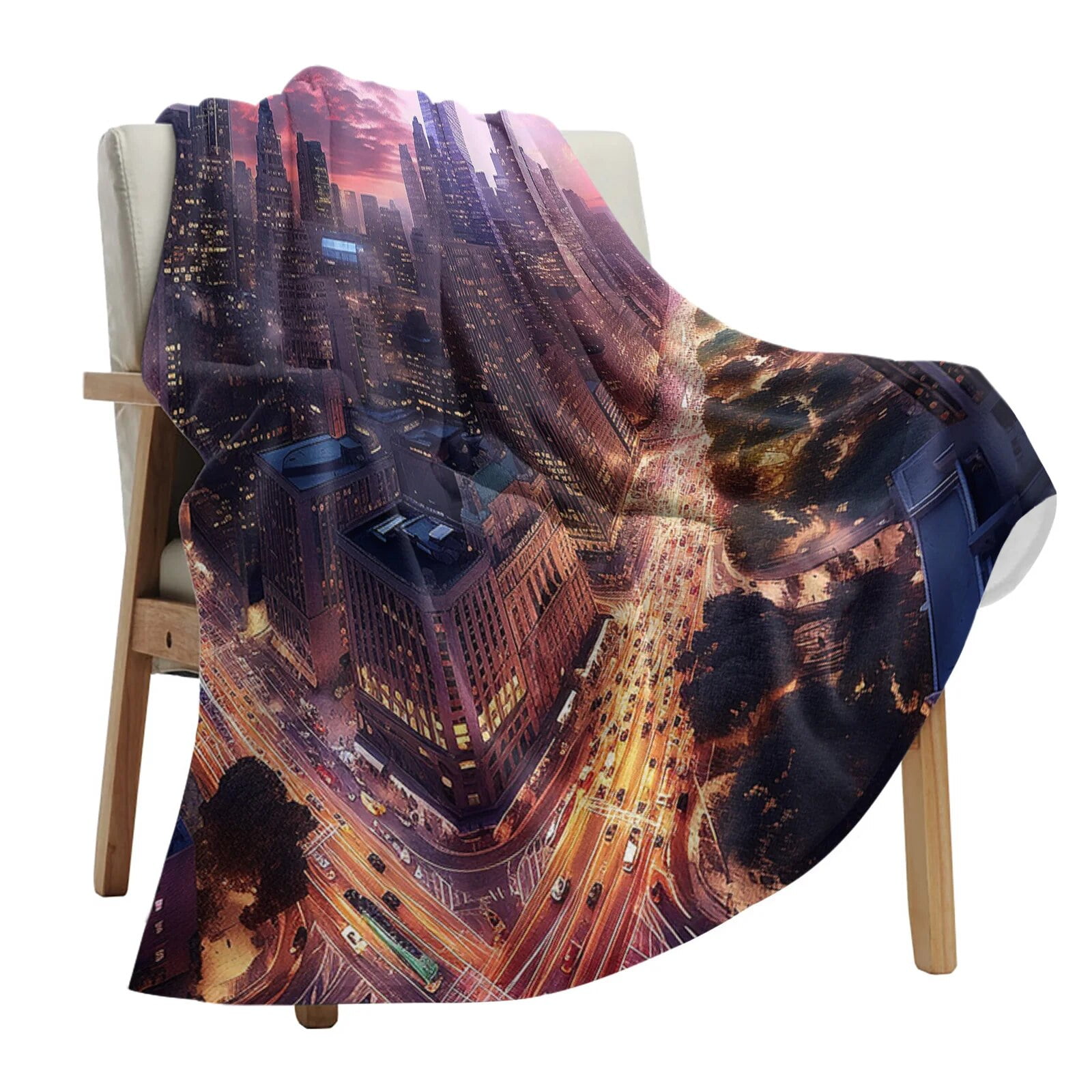 City Street Sky Gradient High Building Throws Blankets for Sofa Bed ...