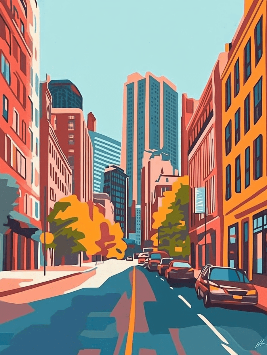 City Street View Canvas Painting/Wall Art， Suitable for Living Room ...