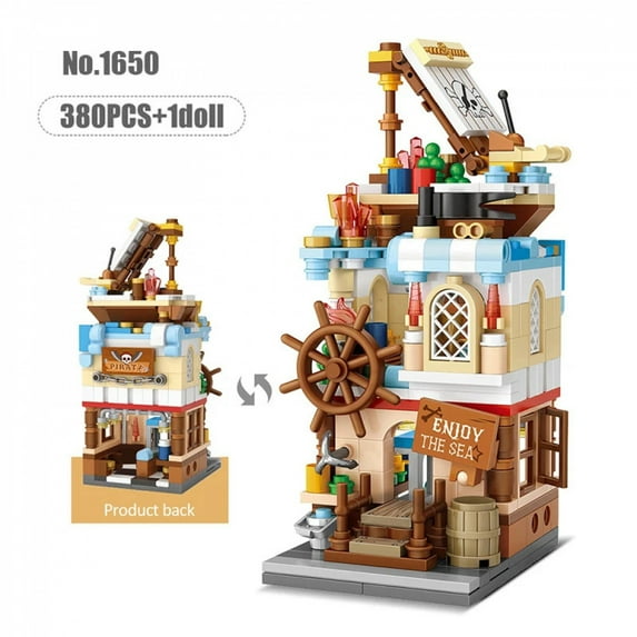 City Street View Mini Building Block Cartoon Mushroom House Magic House ...