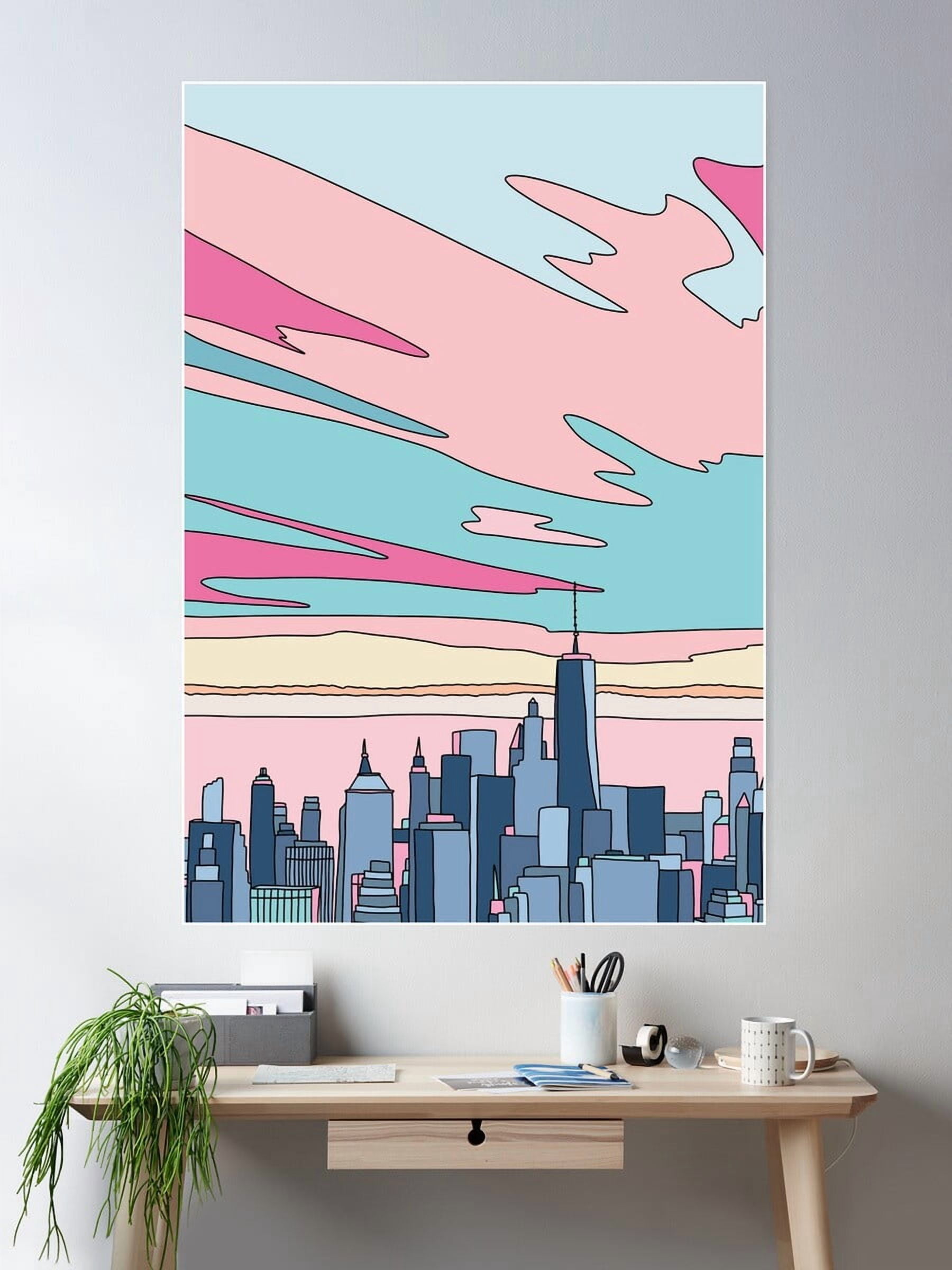 City Sunset By Elebea Poster Wall Art Modern Wall Decor For Living Room ...