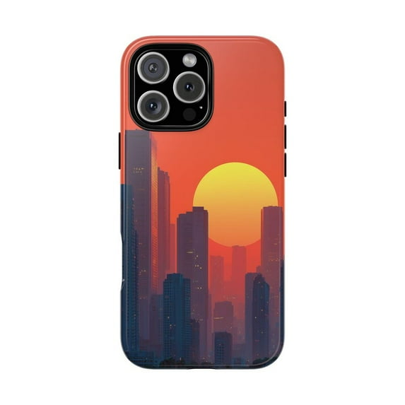 City Sunset Skyline with Orange Horizon Graphic Case for iPhone 11,12 ...