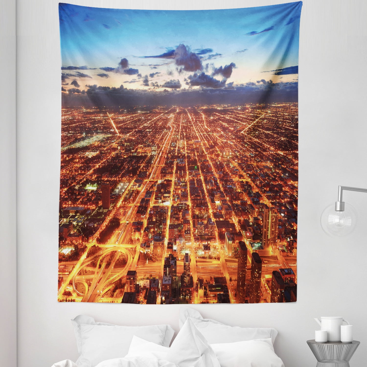 City Tapestry, Chicago Downtown Skyline Aerial Panorama View at Dusk ...
