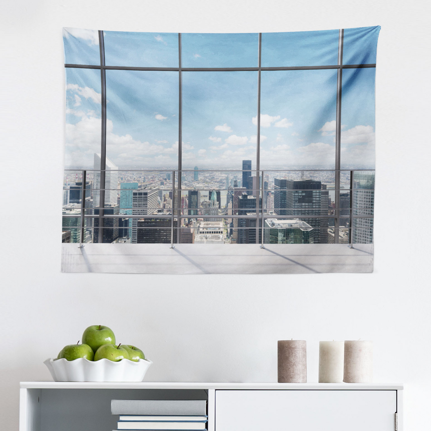 City Tapestry, Clean Office with Big Window Downtown Skyscraper ...
